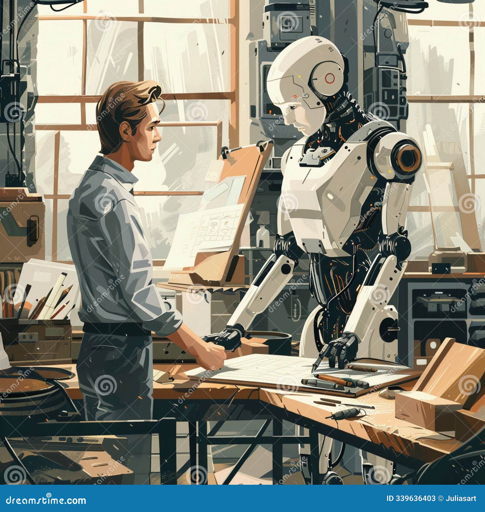 Robot Helps an Architect with Project Design, the Architect Studio ...