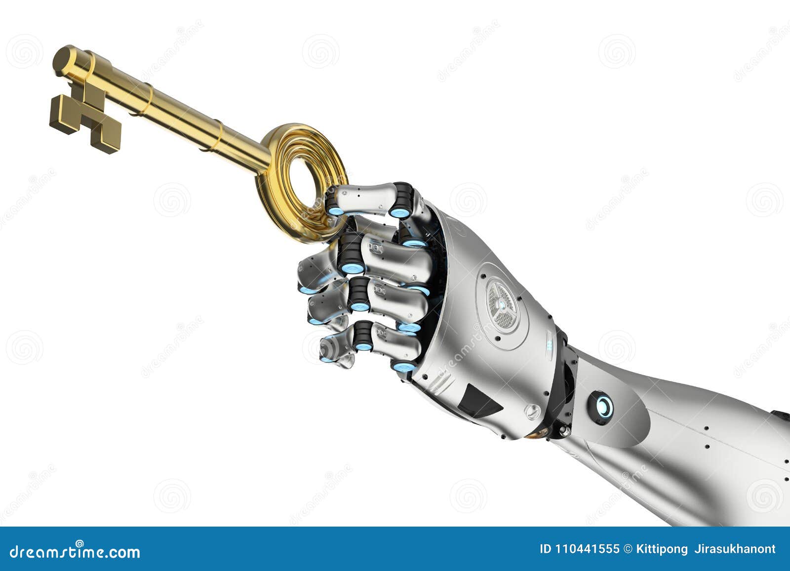 Robot hold key stock illustration. Illustration of gold - 110441555