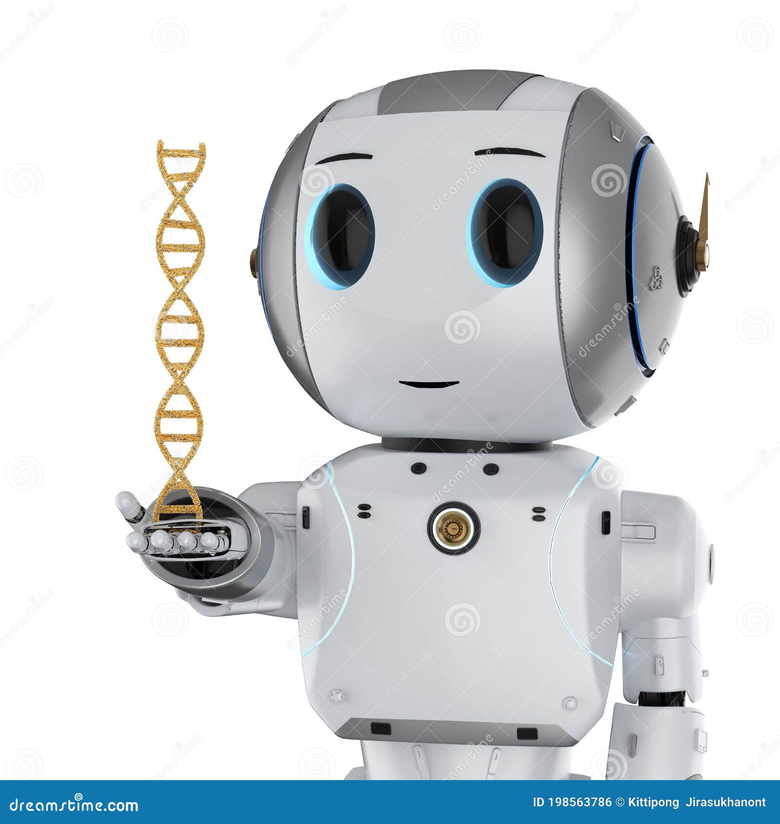 Robot holding dna helix stock illustration. Illustration of friendly ...