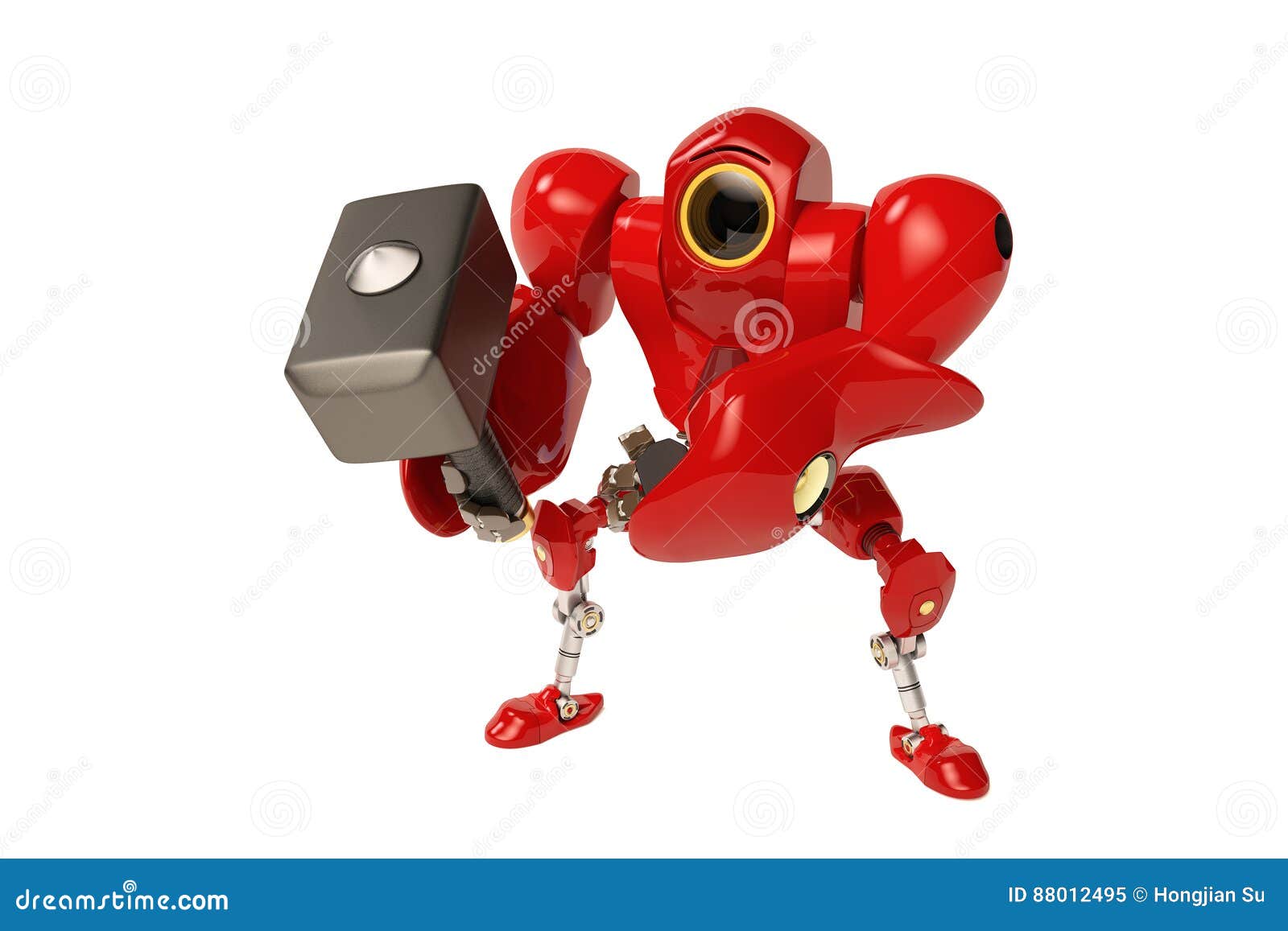 A robot holding a hammer stock illustration. Illustration of cyber ...