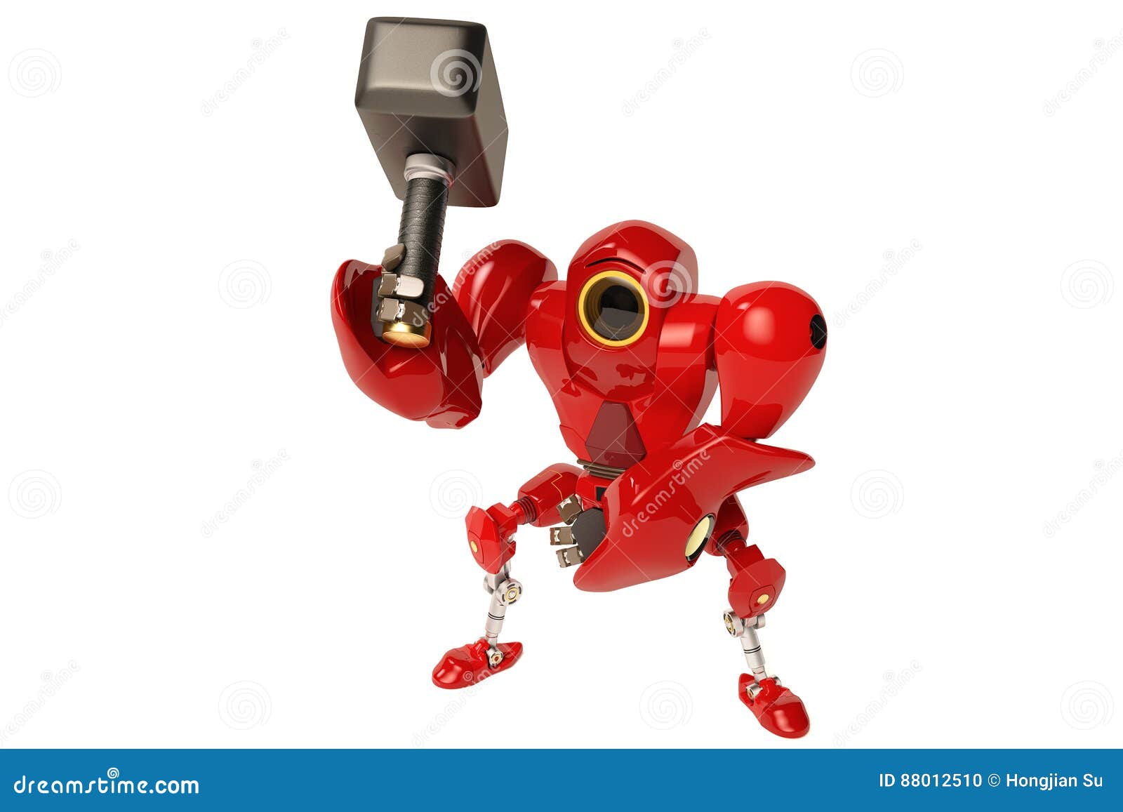 A robot holding a hammer stock illustration. Illustration of play ...