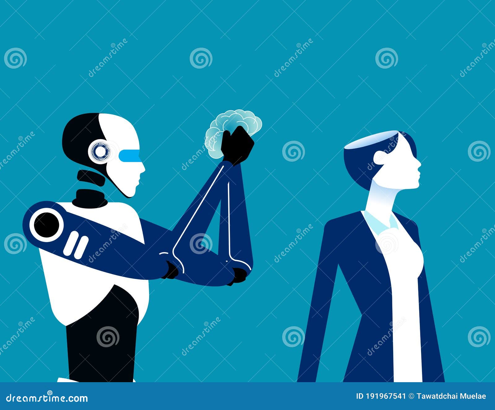 Robot Holding Human Brain. Artificial Intelligence Concept, Technology ...