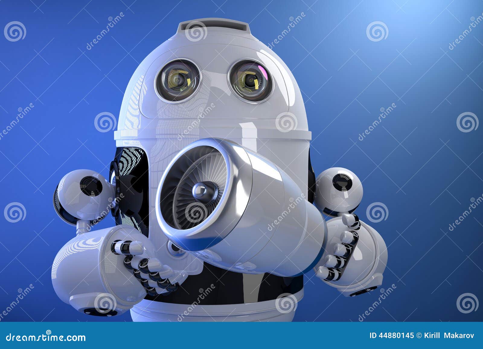 Robot Holding A Jet Engine. Technology Concept. Contains Clipping Path ...