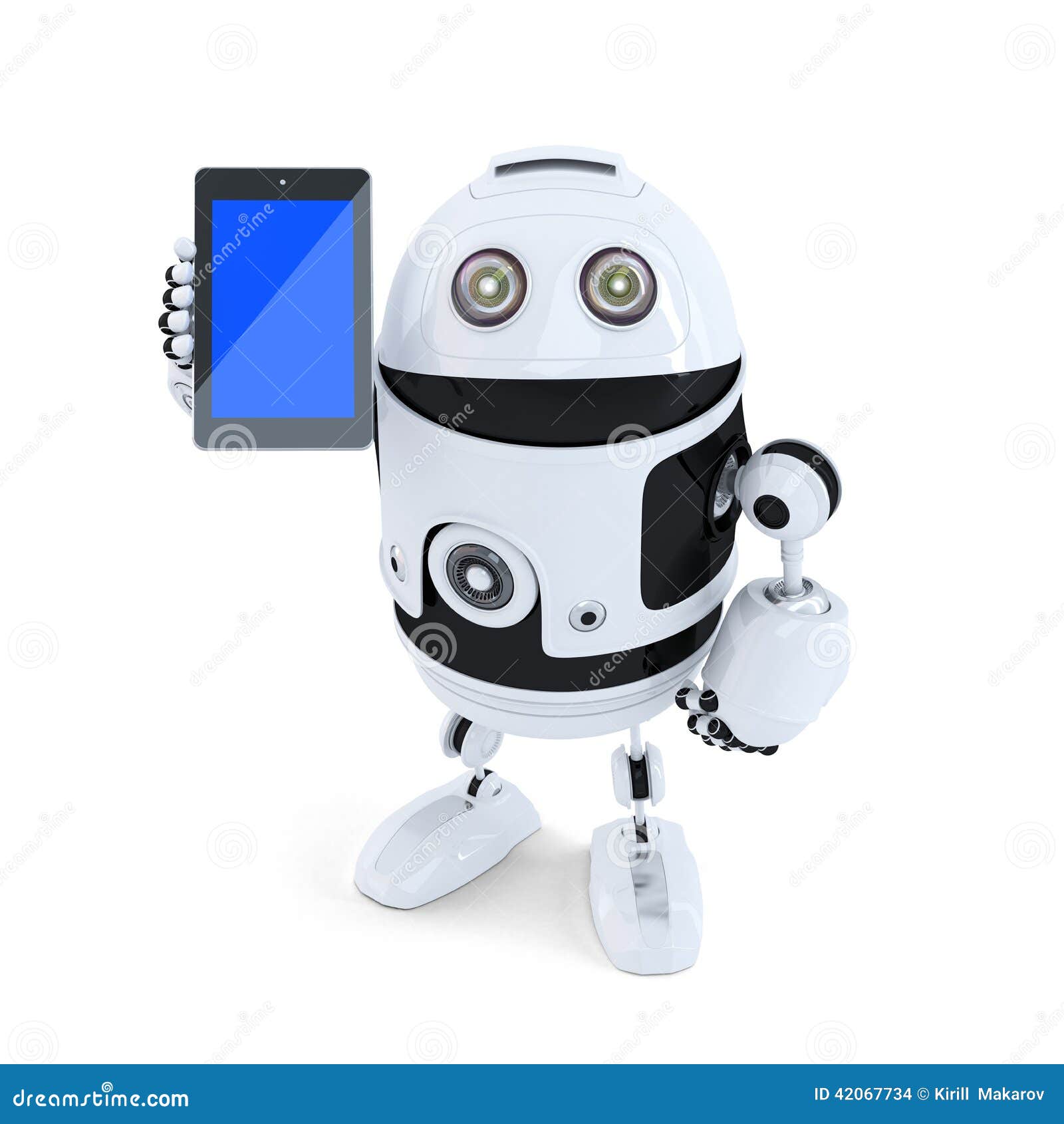 Robot Holding Mobile Phone. . Contains Clipping Path Stock Illustration ...