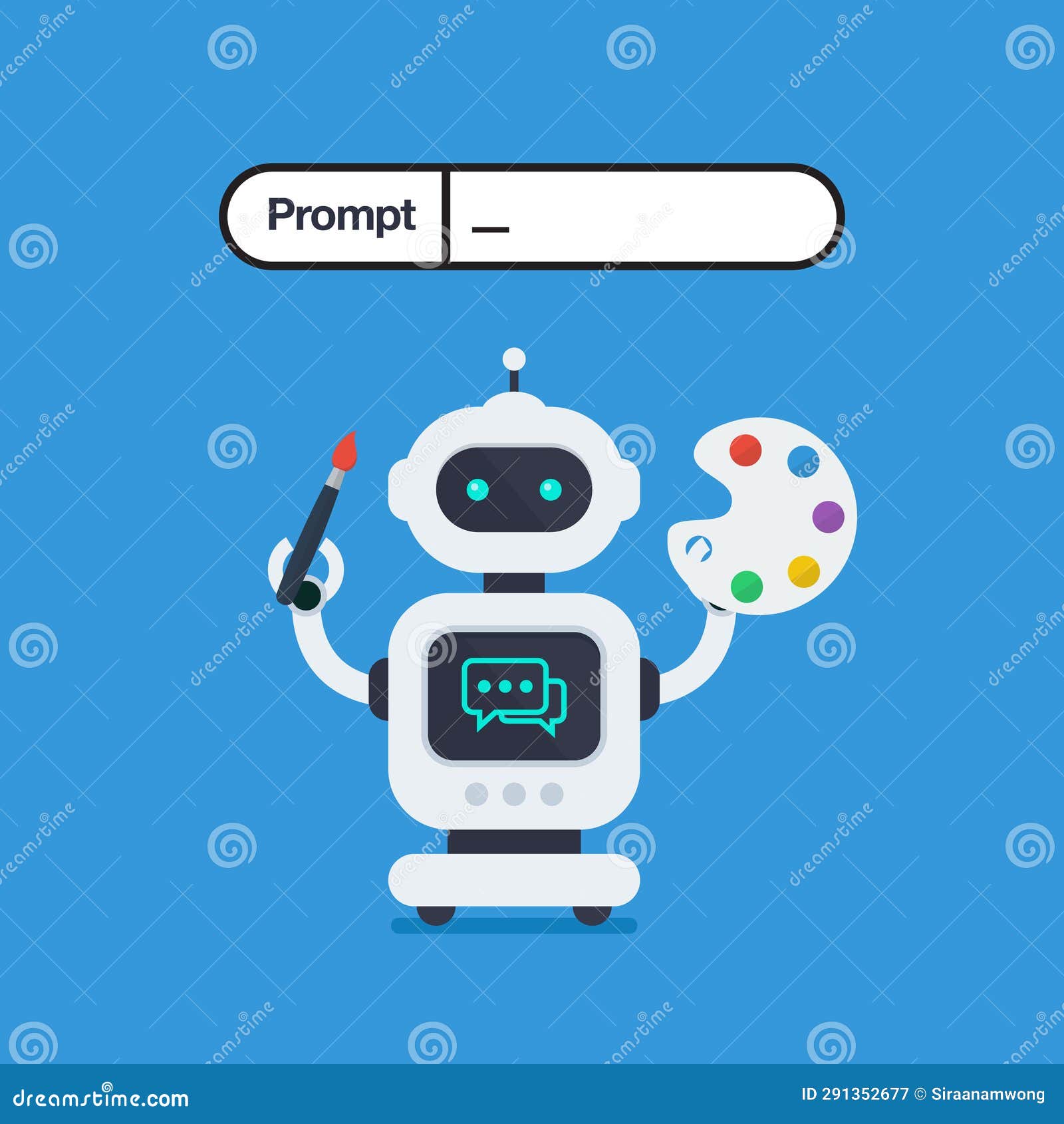 Robot is Holding Paintbrush and Palette Stock Vector - Illustration of ...