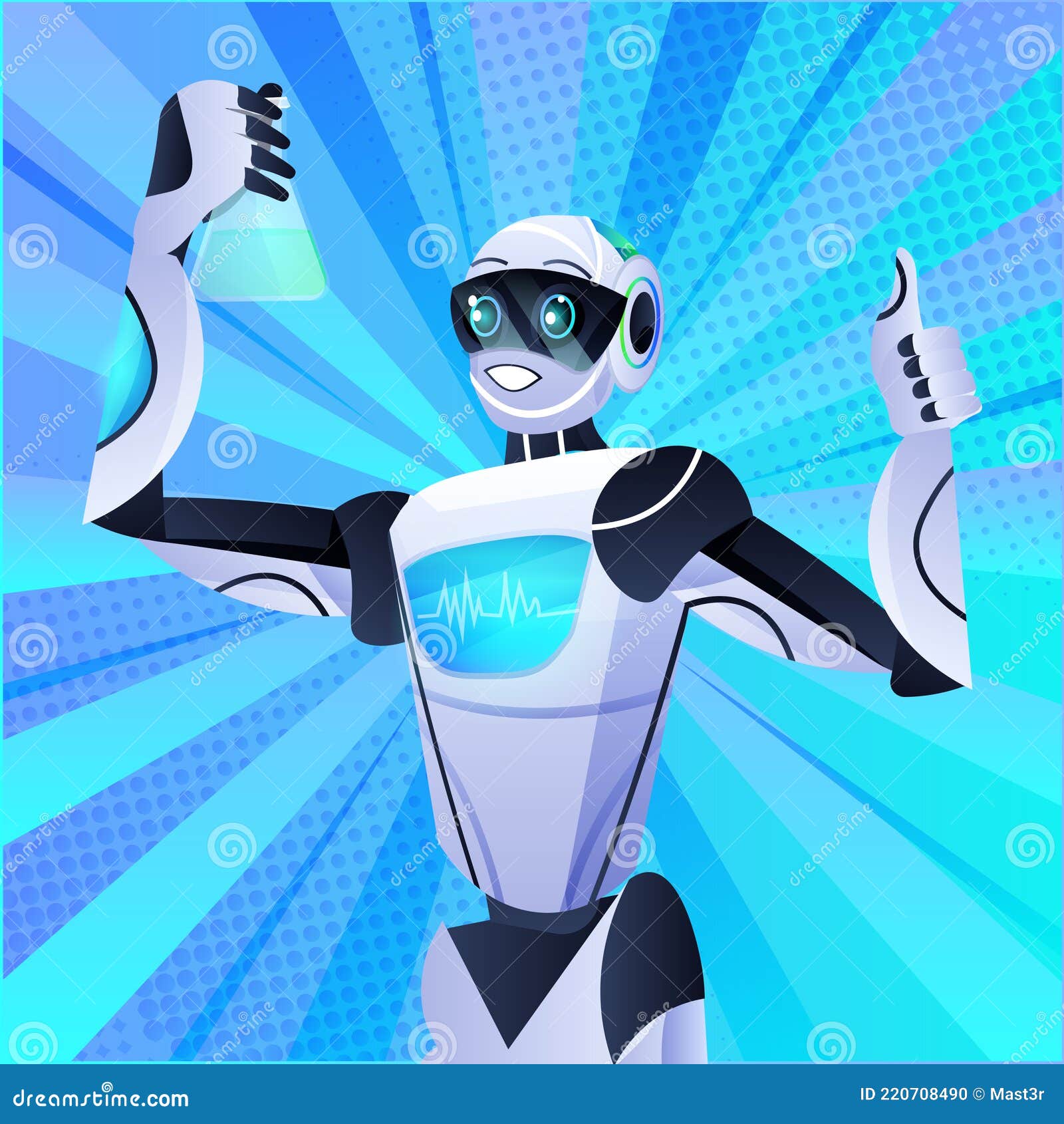 Robot Chemist With Test Tubes Making Chemical Experiment In Lab ...