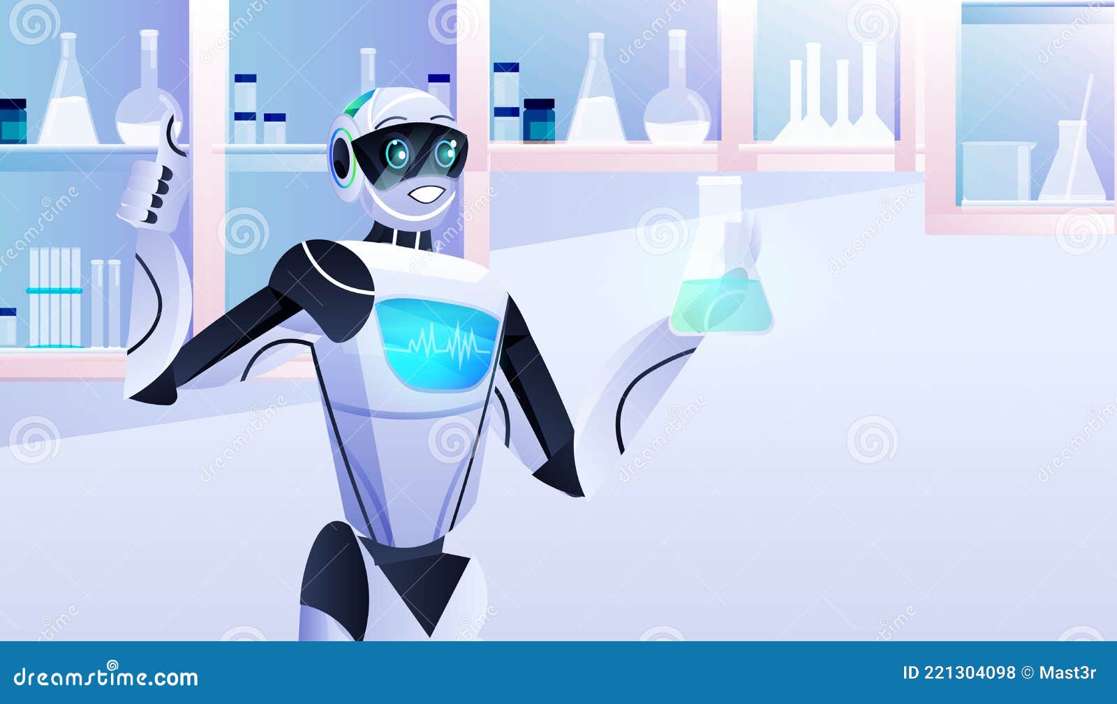Robot Chemist With Test Tubes Making Chemical Experiment In Lab ...