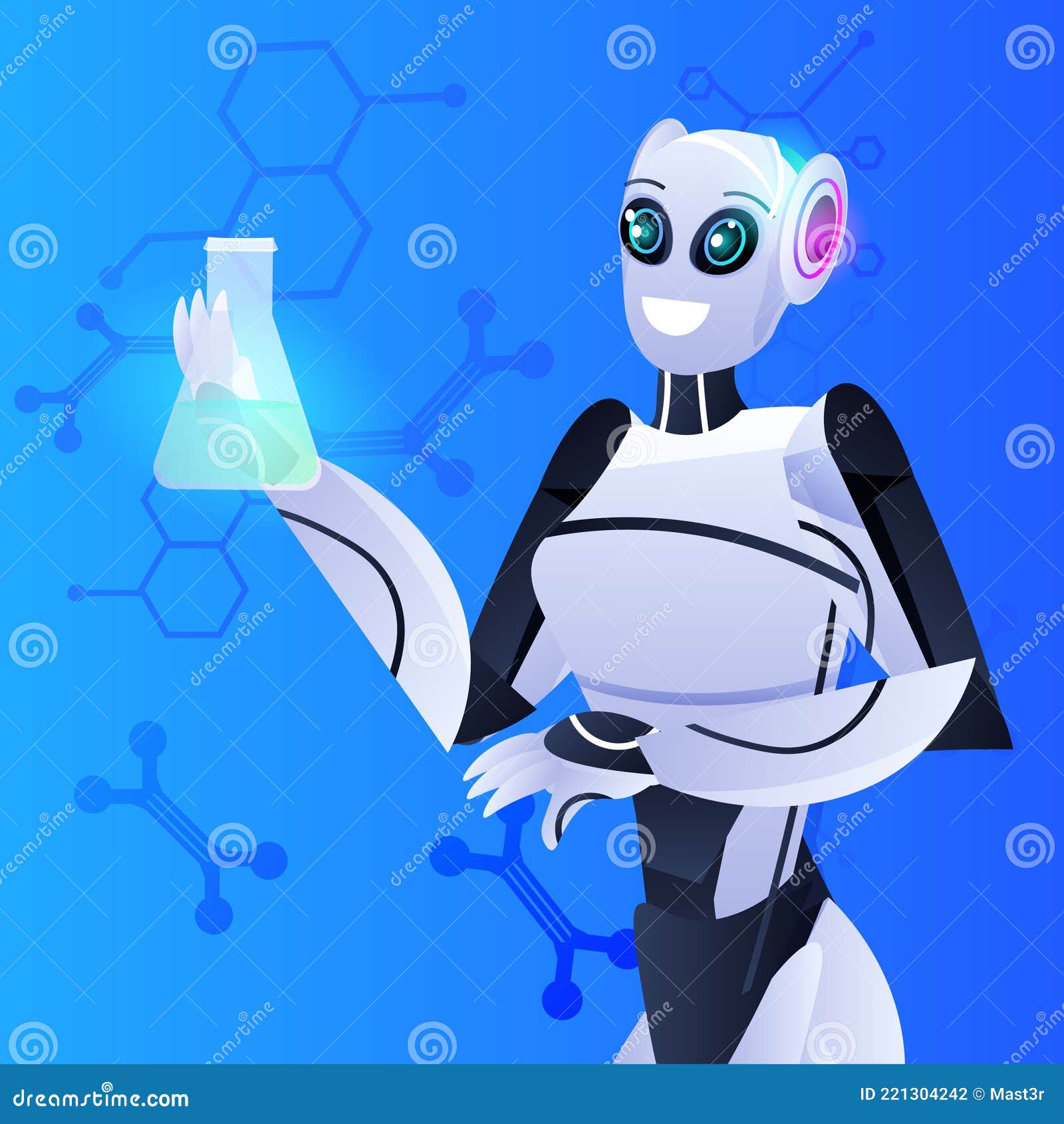 Robot Chemist With Test Tubes Making Chemical Experiment In Lab ...