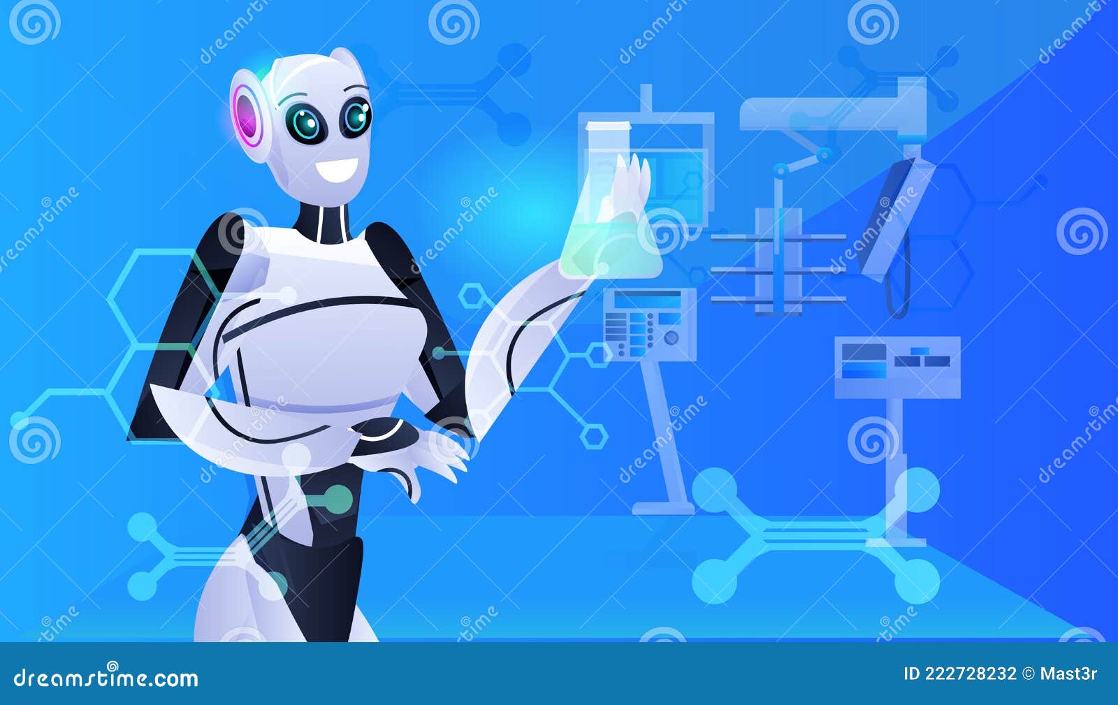 Robot Chemist With Test Tubes Making Chemical Experiment In Lab ...