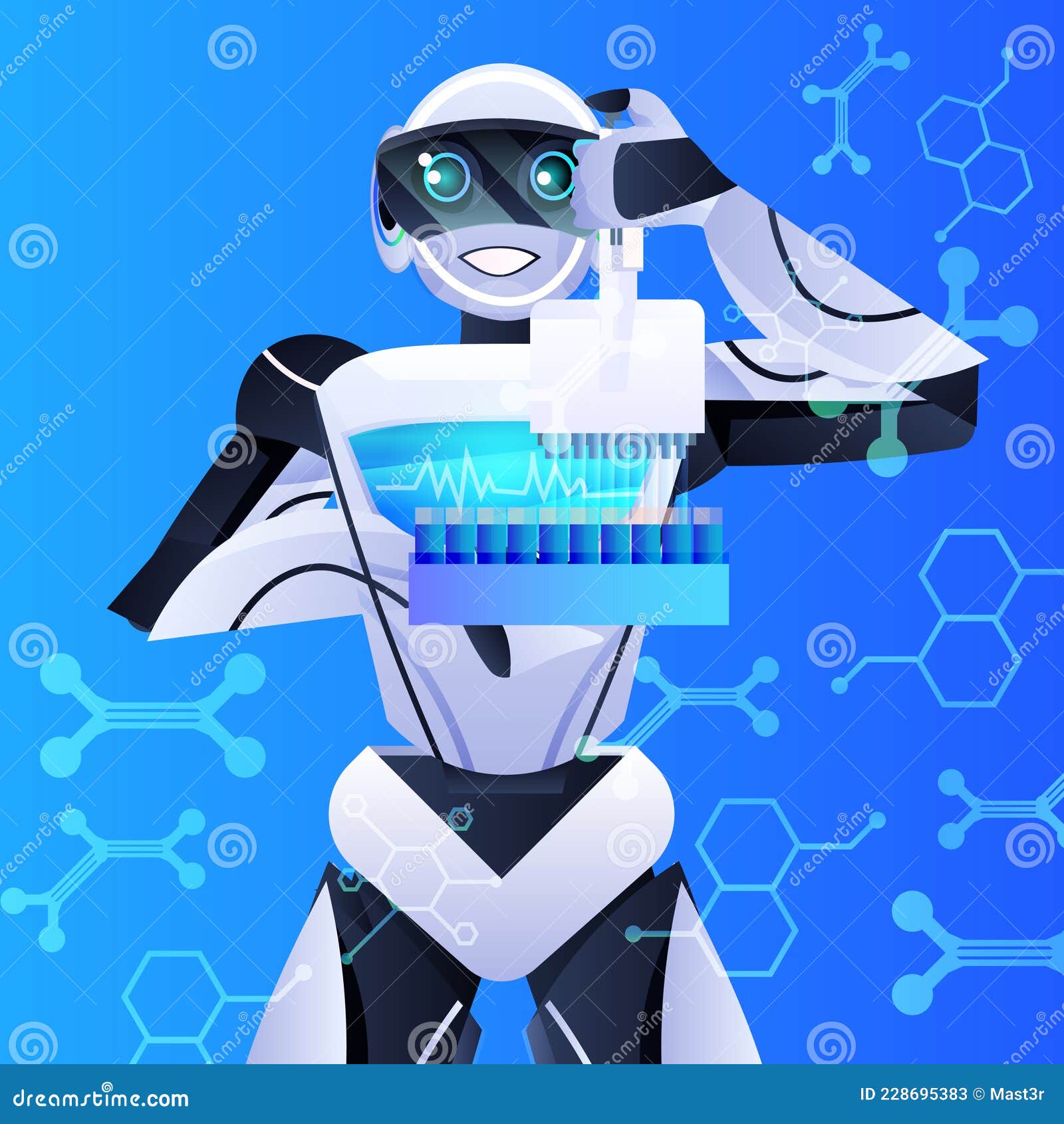 Robot Holding Test Tubes with Liquid Robotic Chemist Making Experiments ...