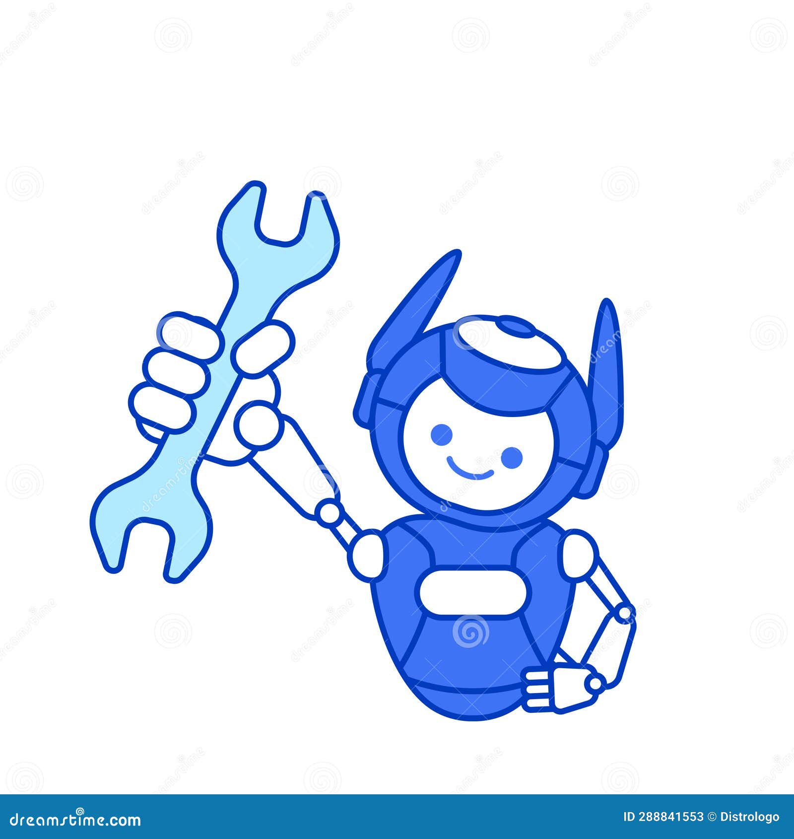 Robot Holding Wrench Vector Illustration. Robot Character Pose Stock ...