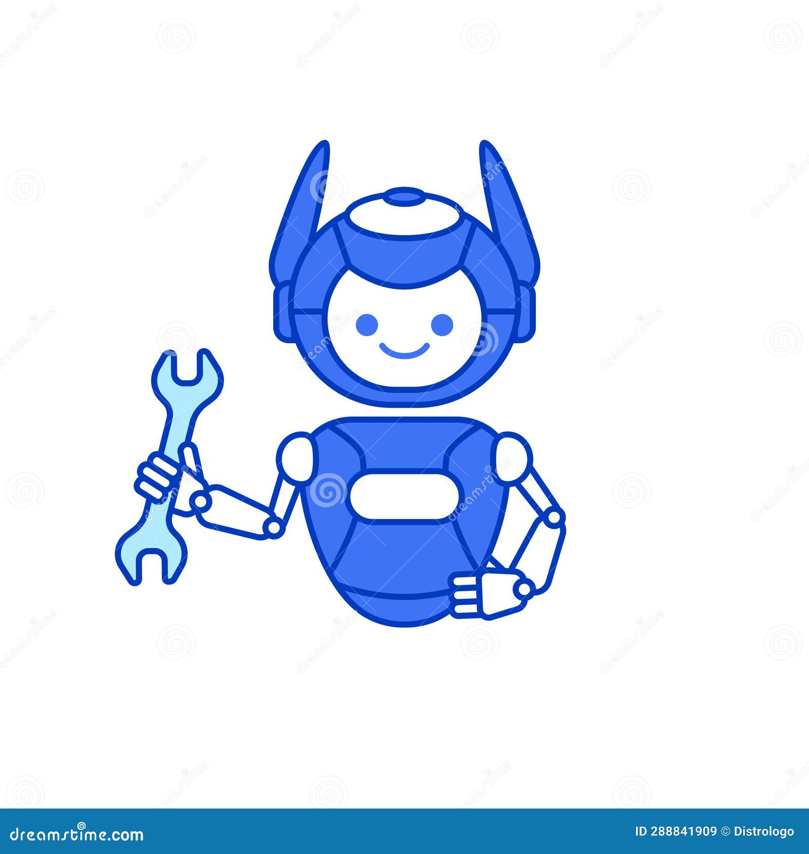 Robot Holding Wrench Vector Illustration. Robot Character Pose Stock ...