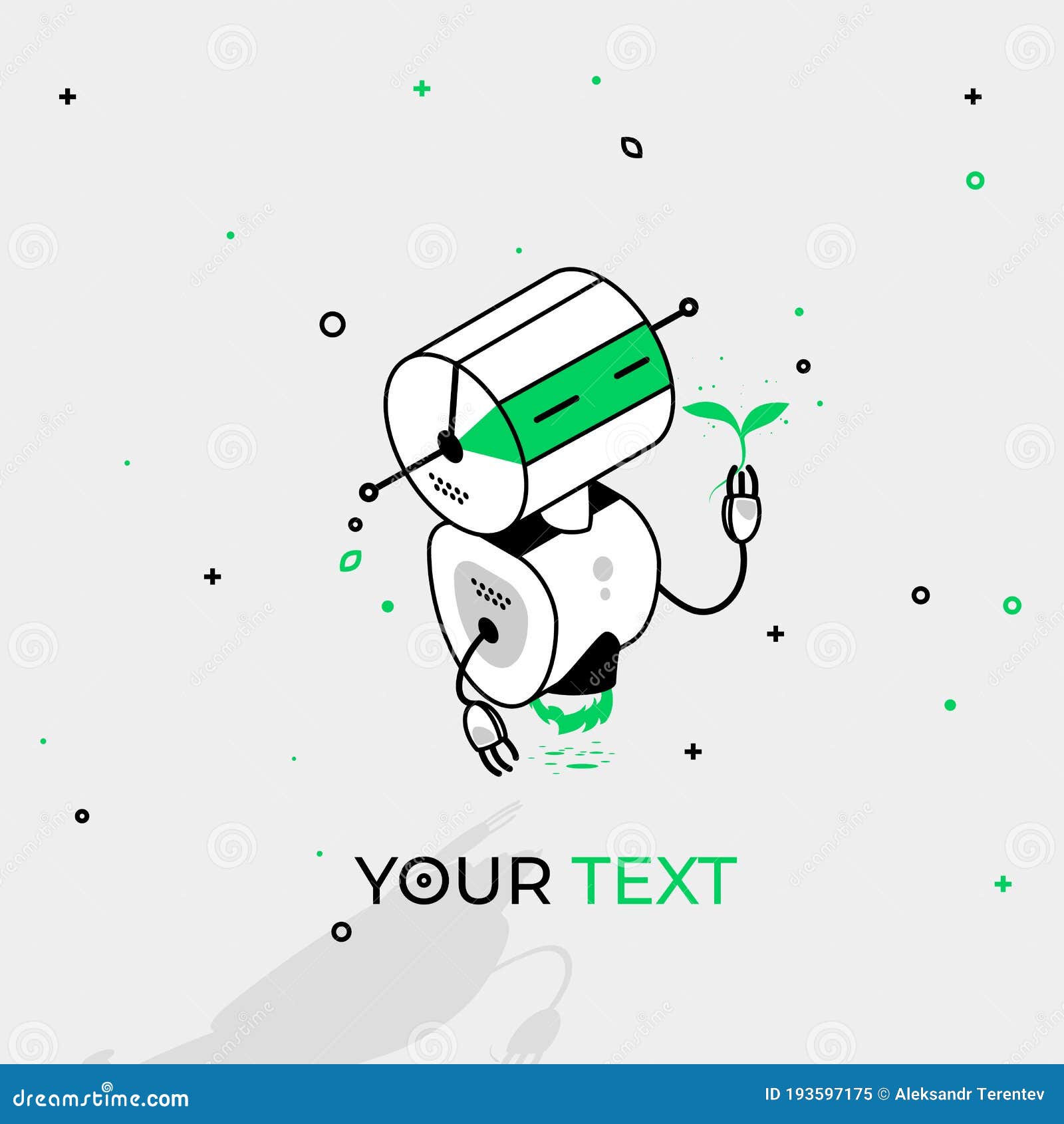 The Robot Holds a Green Leaf in Its Hand. an Illustration of an Eco ...