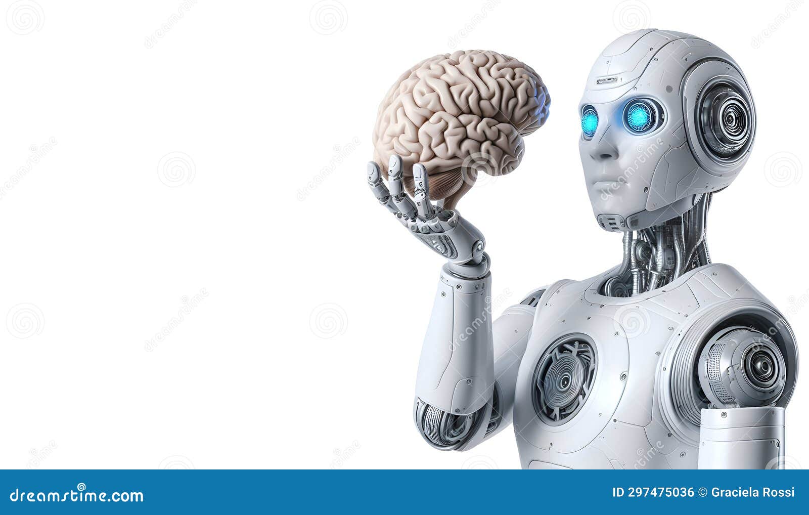 A Robot Holds a Human Brain in Its Hands Stock Illustration ...