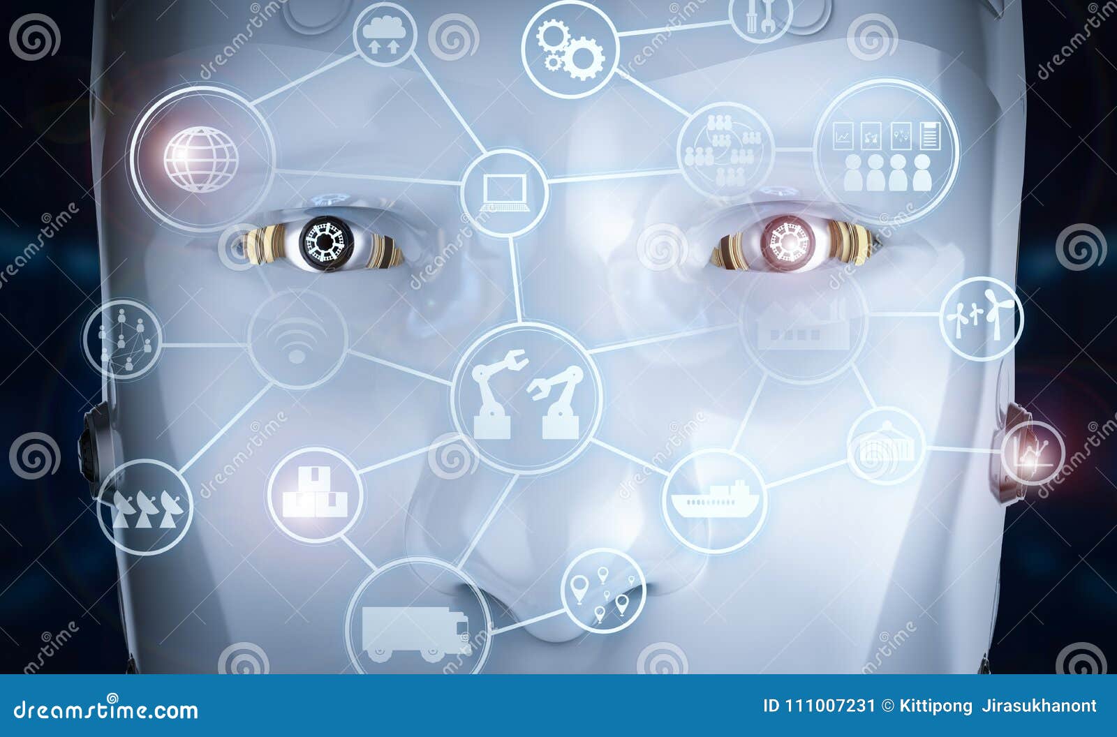 Robot with hud display stock illustration. Illustration of android ...