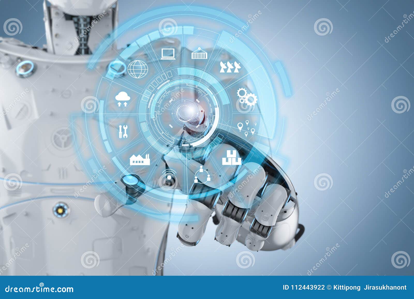 Robot with hud display stock illustration. Illustration of display ...