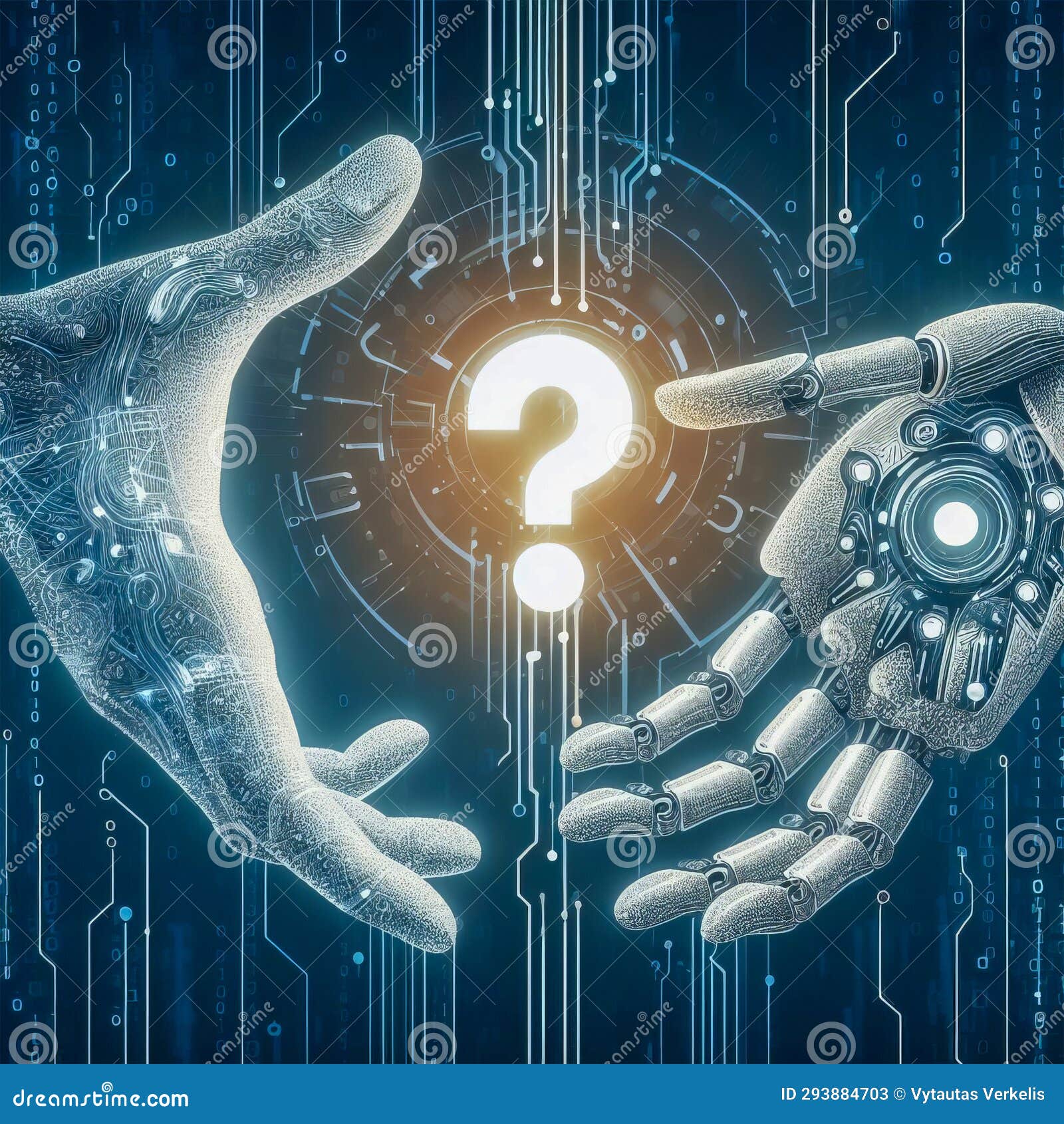 Robot and Human Explore Curiosity. Stock Illustration - Illustration of ...