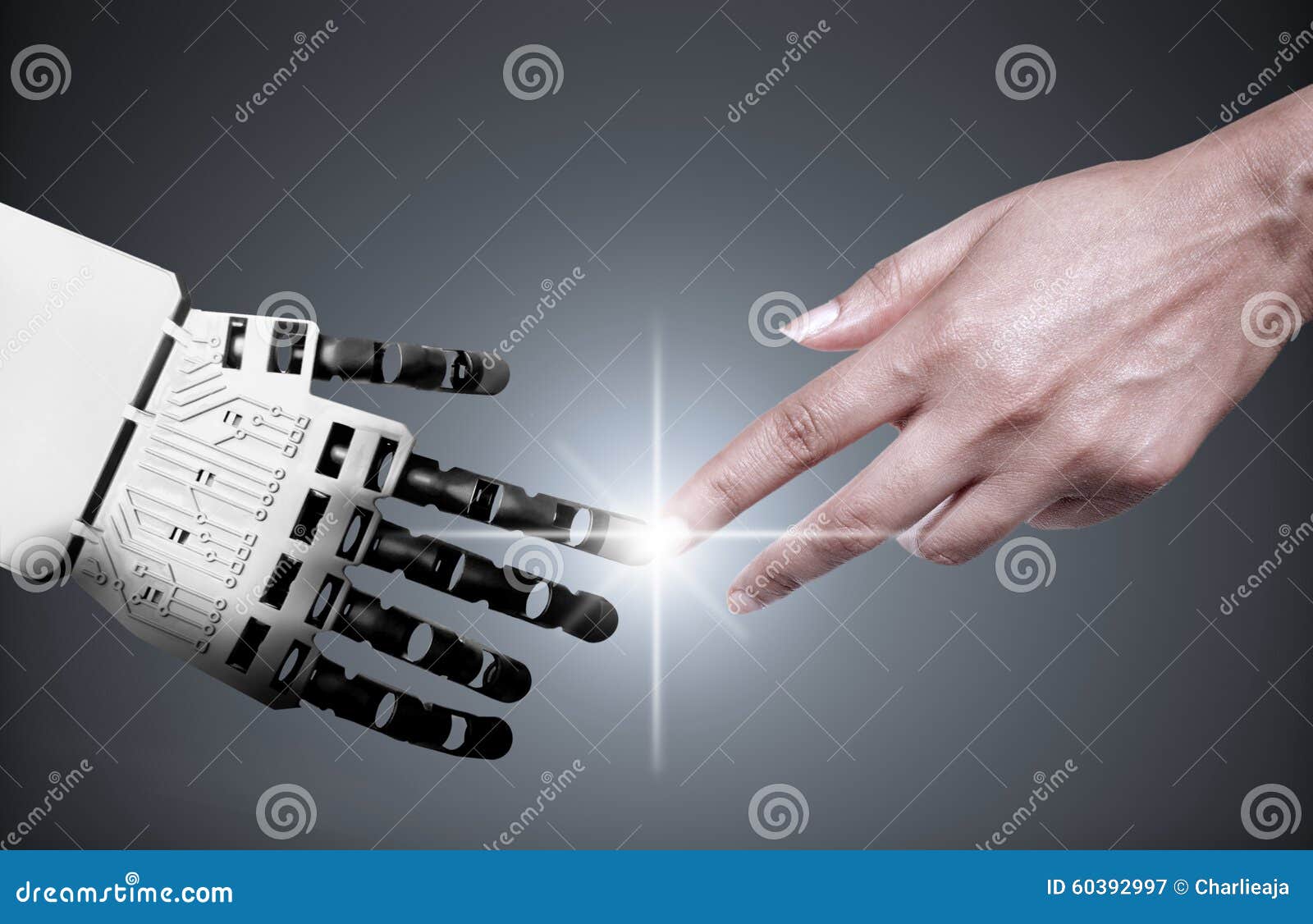 Robot Human Hand Connection Stock Image - Image of connection, hand ...