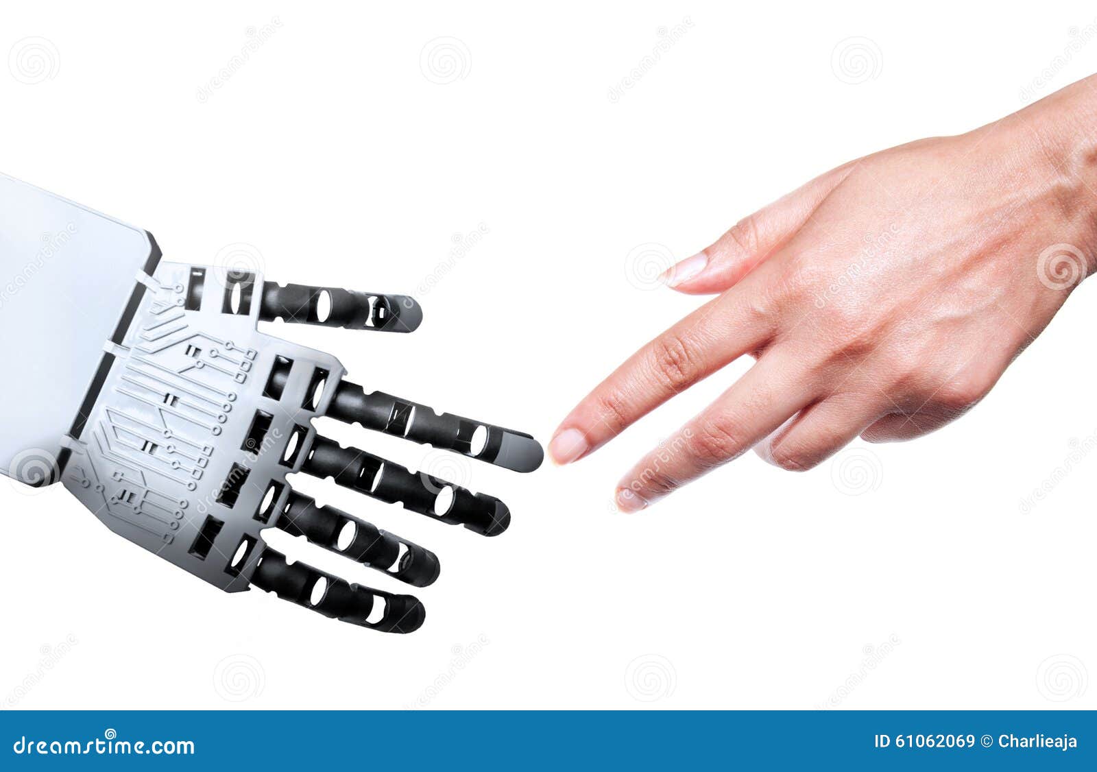 Robot Human Hand Connection Stock Image - Image of partnership ...