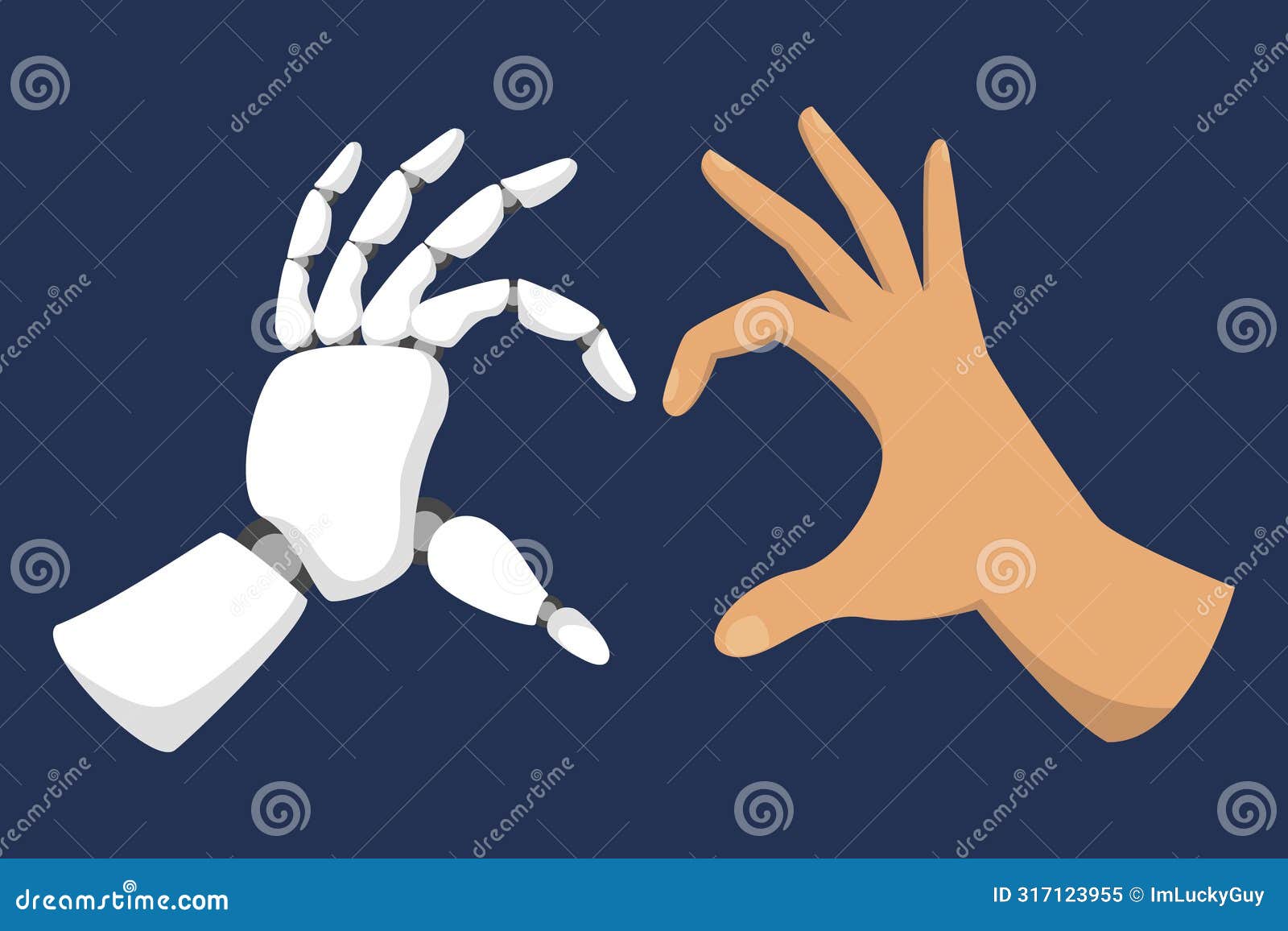 Robot and Human Hands Making a Heart Shape Stock Vector - Illustration ...