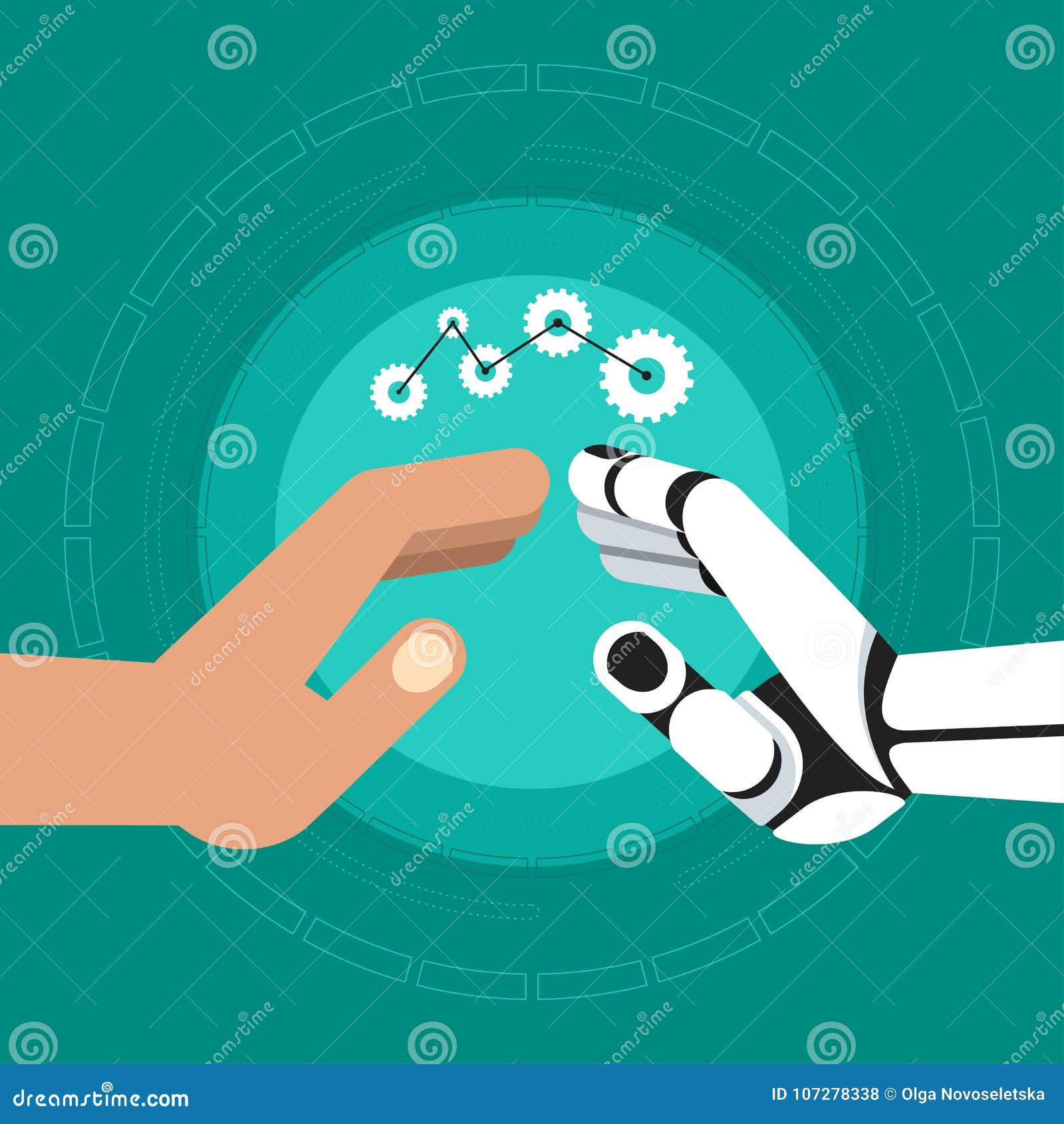 Robot human hands teamwork stock vector. Illustration of development ... Robot human hands teamwork stock vector. Illustration of development ...