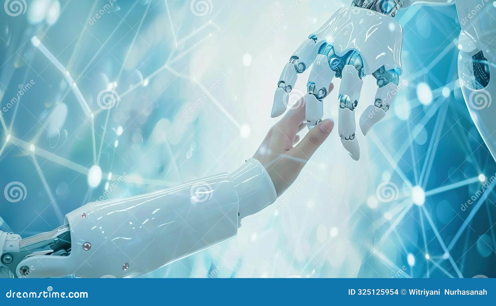 Robot and Human Handshake: a Symbiotic Future Stock Illustration ...