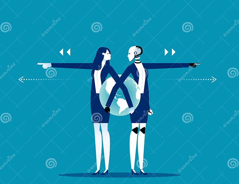 Robot and Human Pushing Different Direction. Artificial Intelligence ...