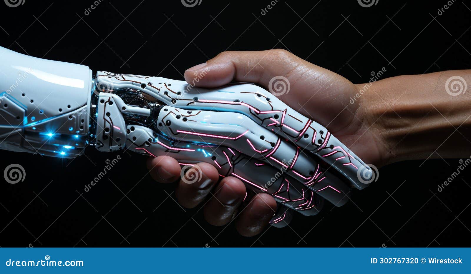Robot and a Human Shaking Hands in a Closeup Shot, AI-generated. Stock ...