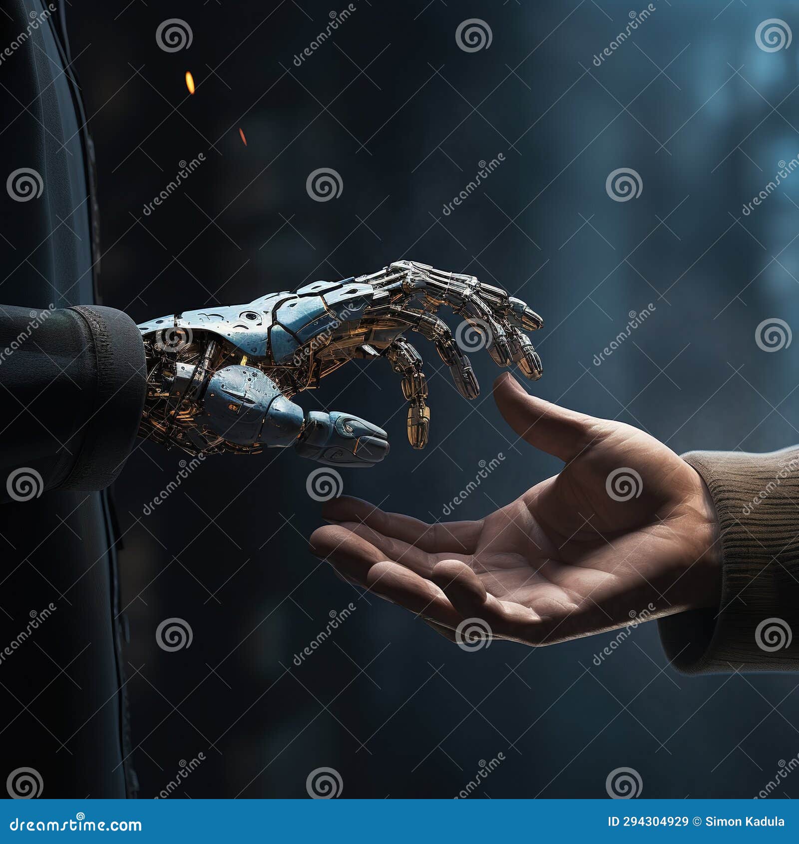 Robot and Human Shaking Hands, a Future Cooperate Stock Illustration ...