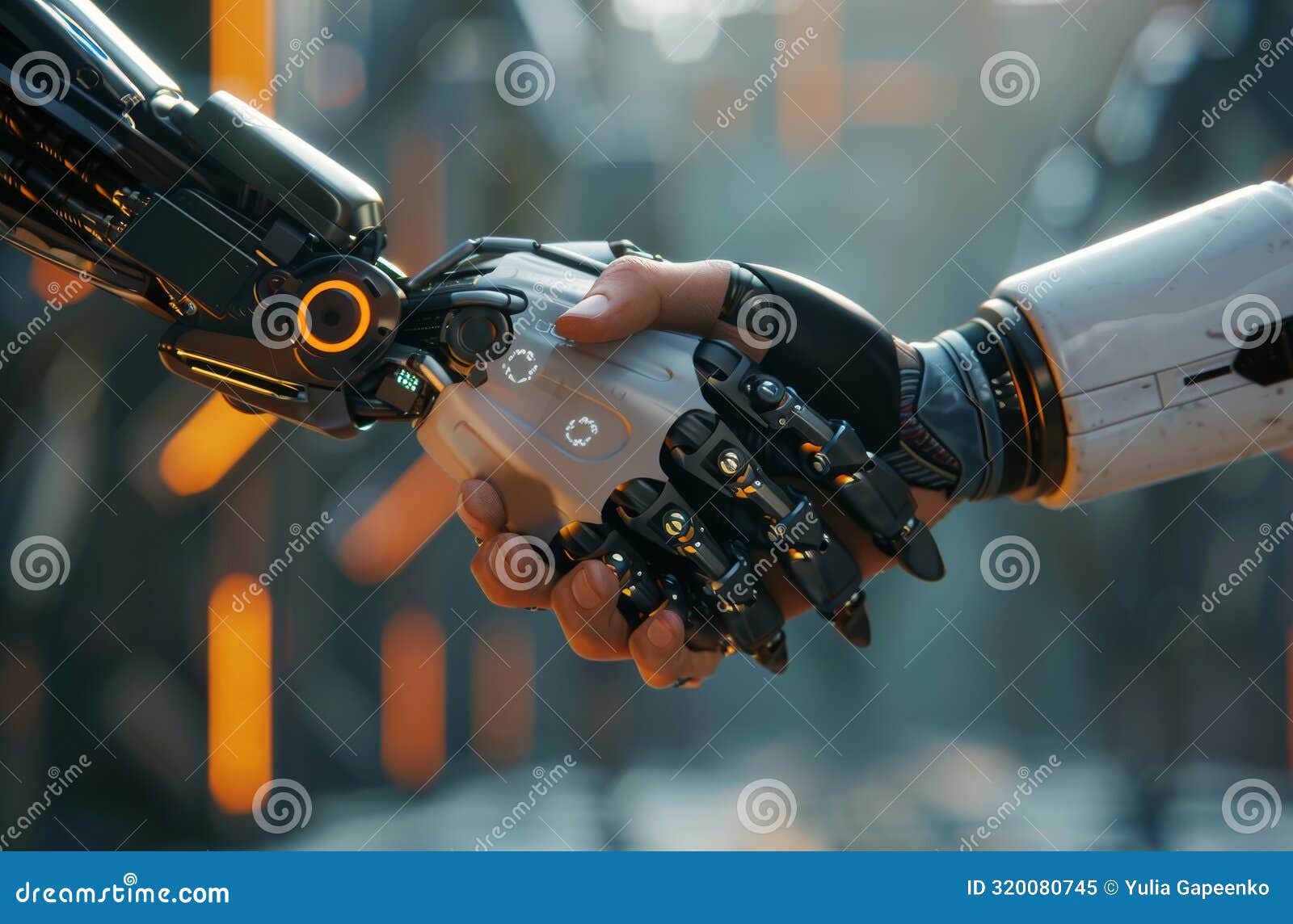 Robot and Human Shaking Hands Stock Image - Image of innovation ...