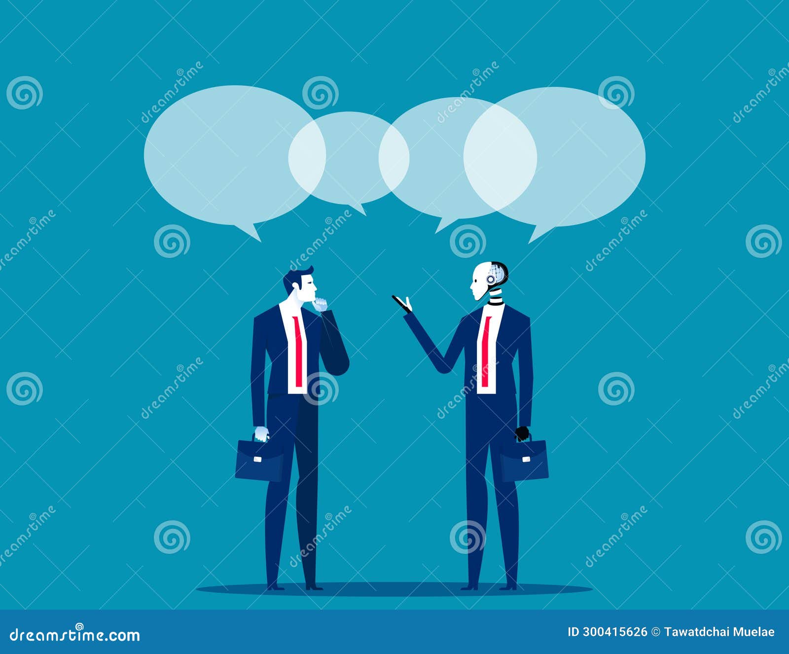 Robot and Human Talking. Artificial Intelligence Business Vector ...