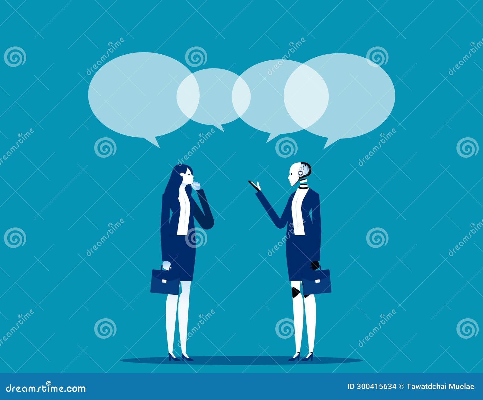 Robot and Human Talking. Artificial Intelligence Business Vector ...