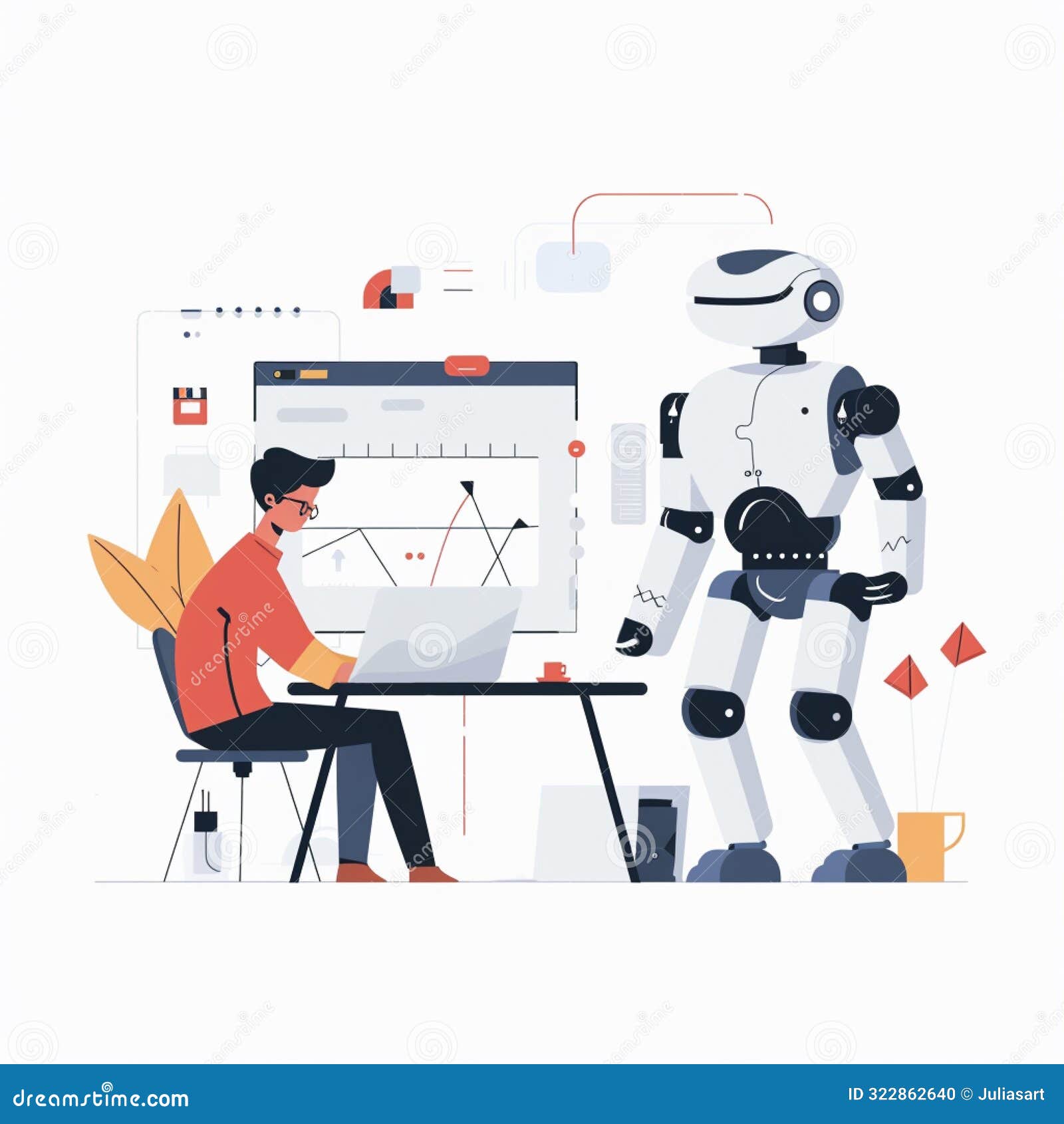 Robot and Human Working Together on the Same Project. Smart Technology ...