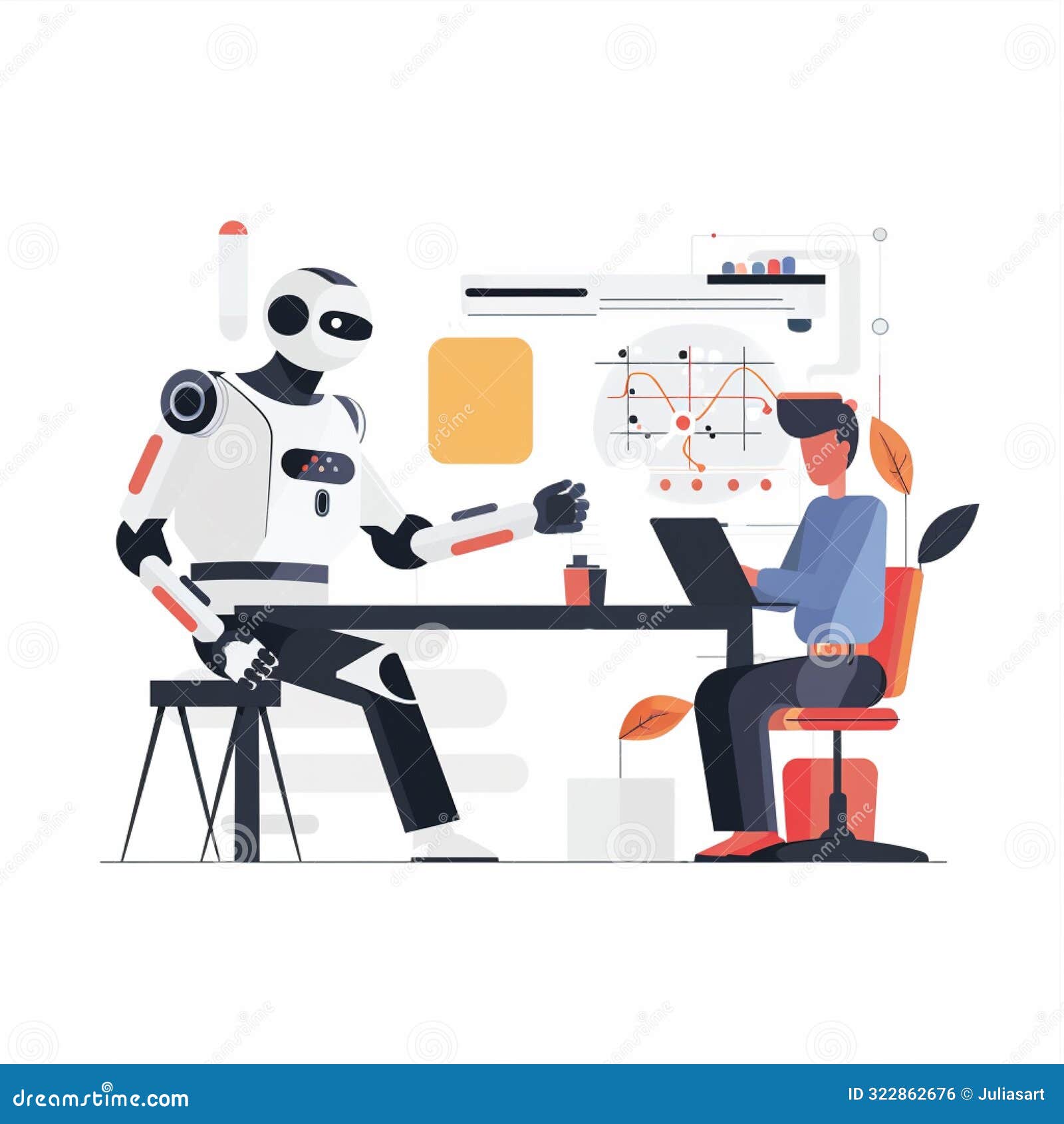 Robot and Human Working Together on the Same Project. Smart Technology ...