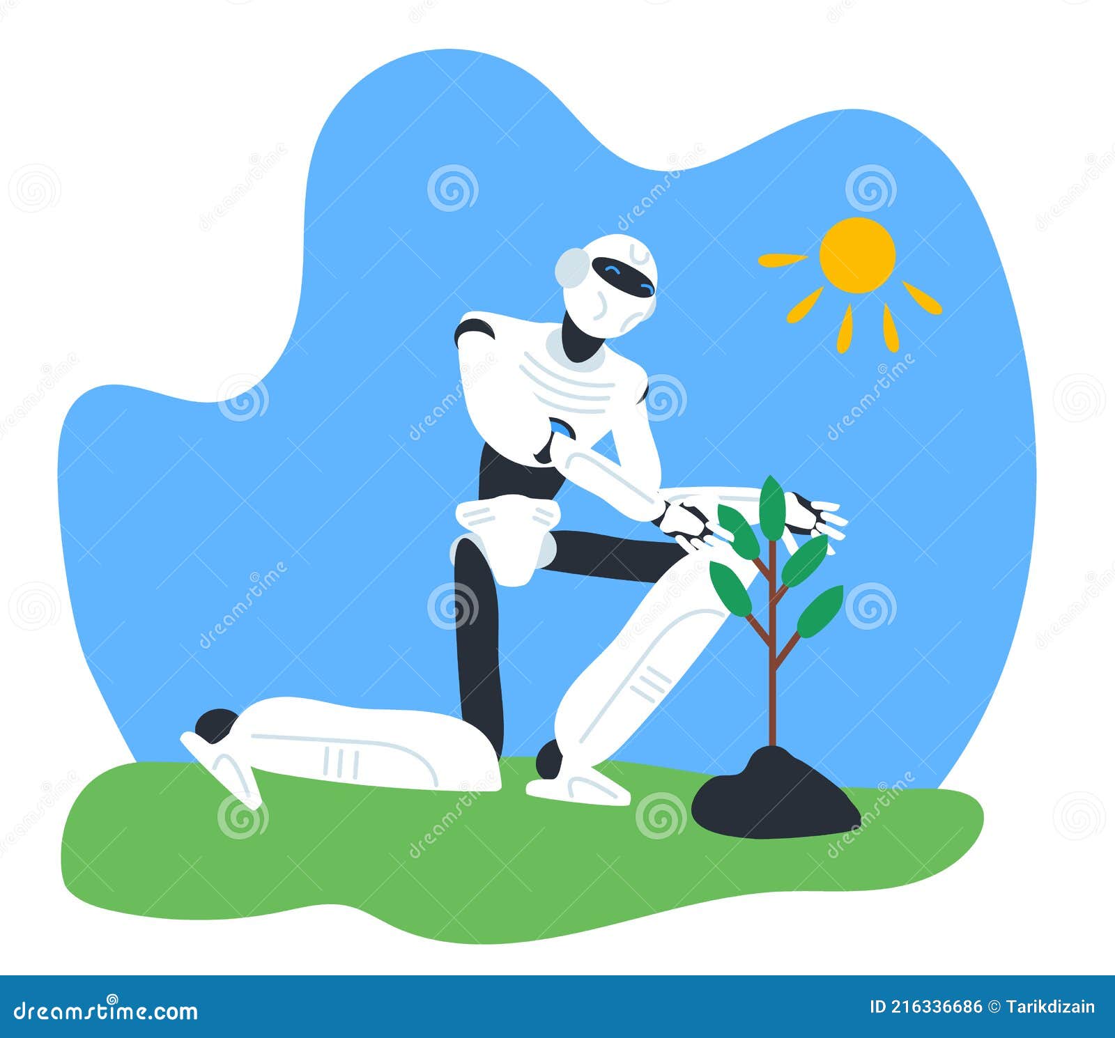 Robot Humanoid Planting a Small Tree Artificial Intelligence Nature ...