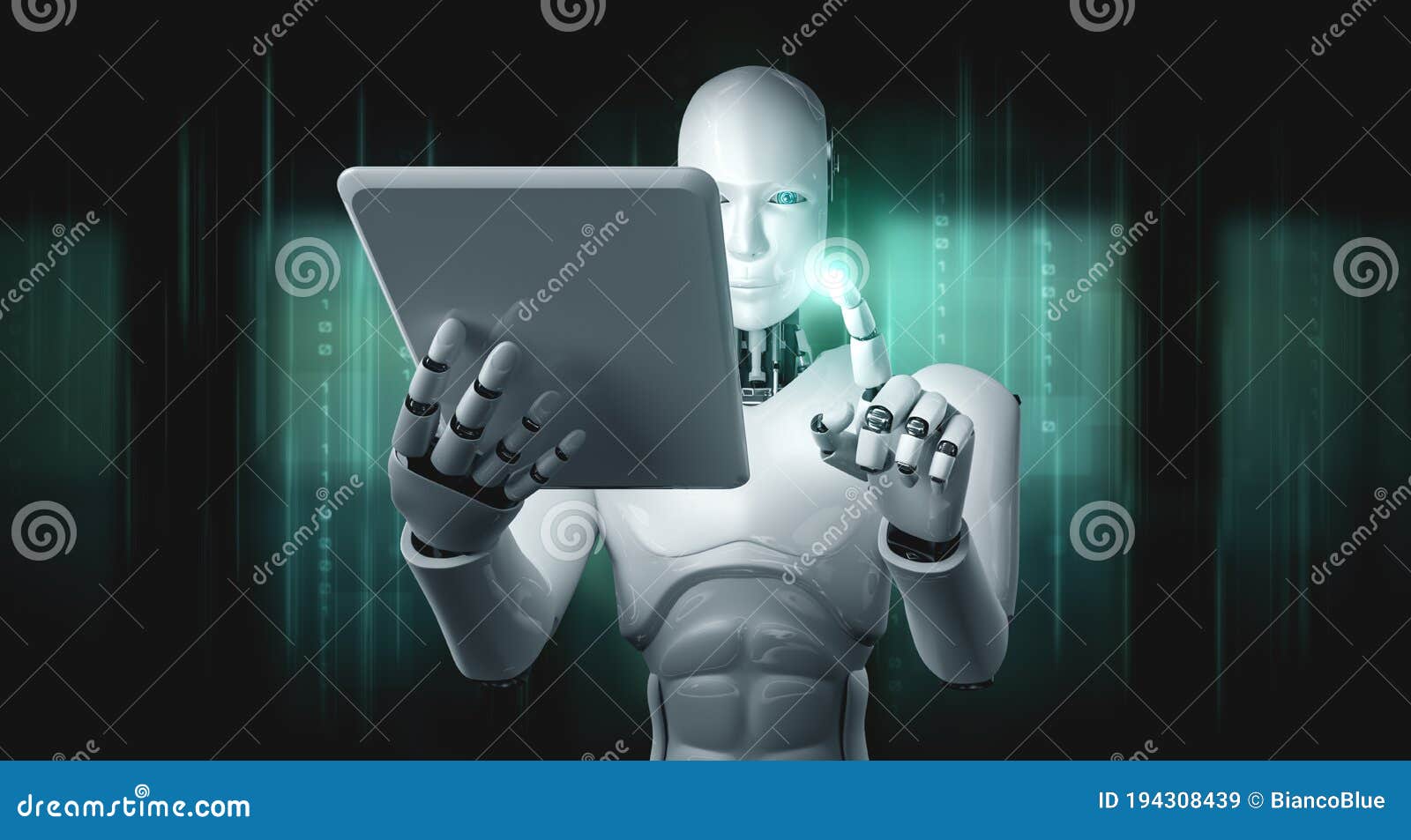 Robot Humanoid Using Tablet Computer in Future Office Stock ...