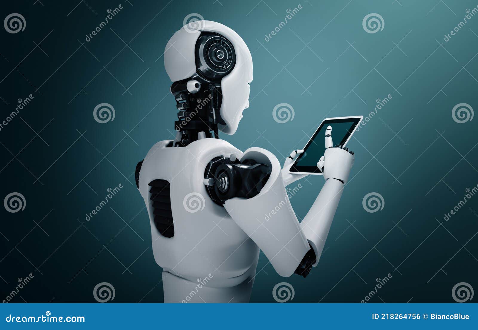 Robot Humanoid Using Tablet Computer in Future Office Stock ...