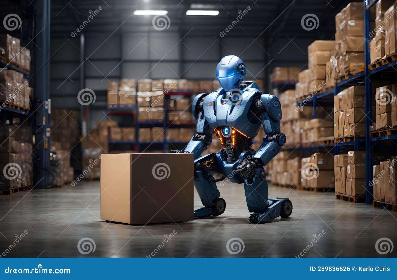 Robot Humanoid Working in Warehouse Concept Background, Robotic Ai ...