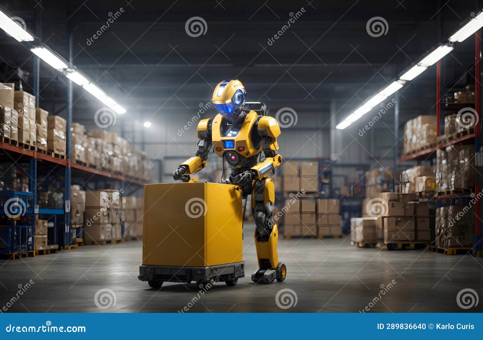 Robot Humanoid Working in Warehouse Concept Background, Robotic Ai ...