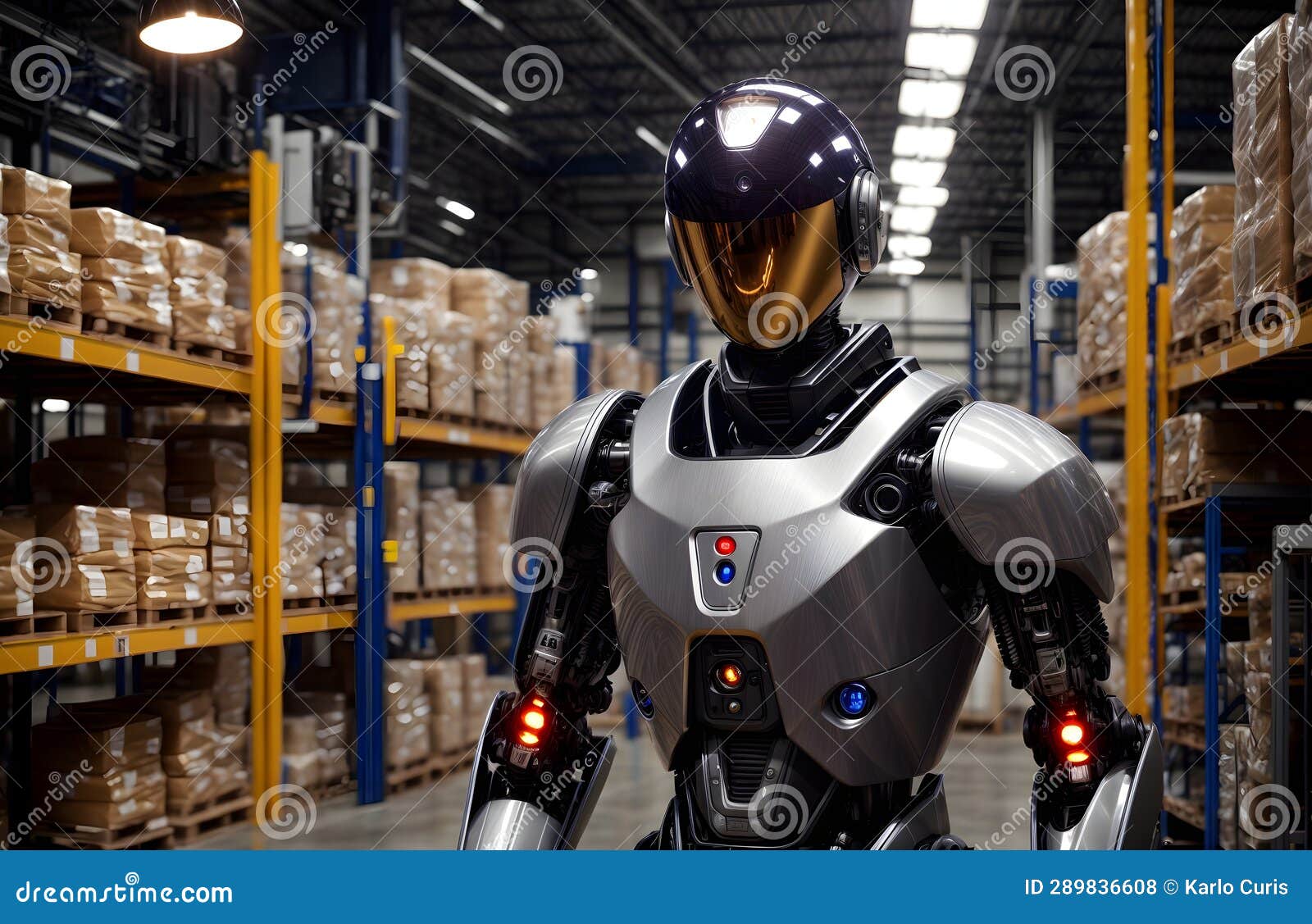 Robot Humanoid Working in Warehouse Concept Background, Robotic Ai ...