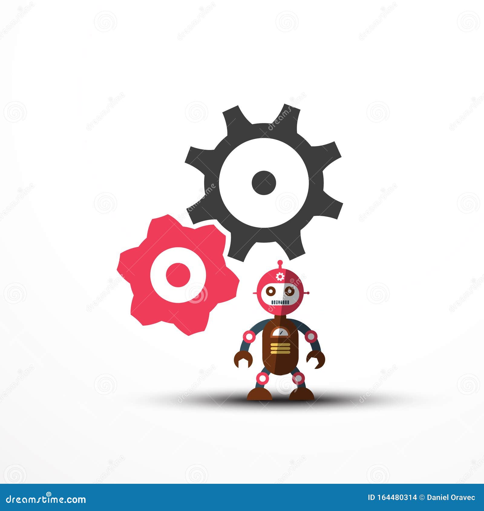 Robot Icon with Cogs - Gears Symbol Stock Vector - Illustration of ...