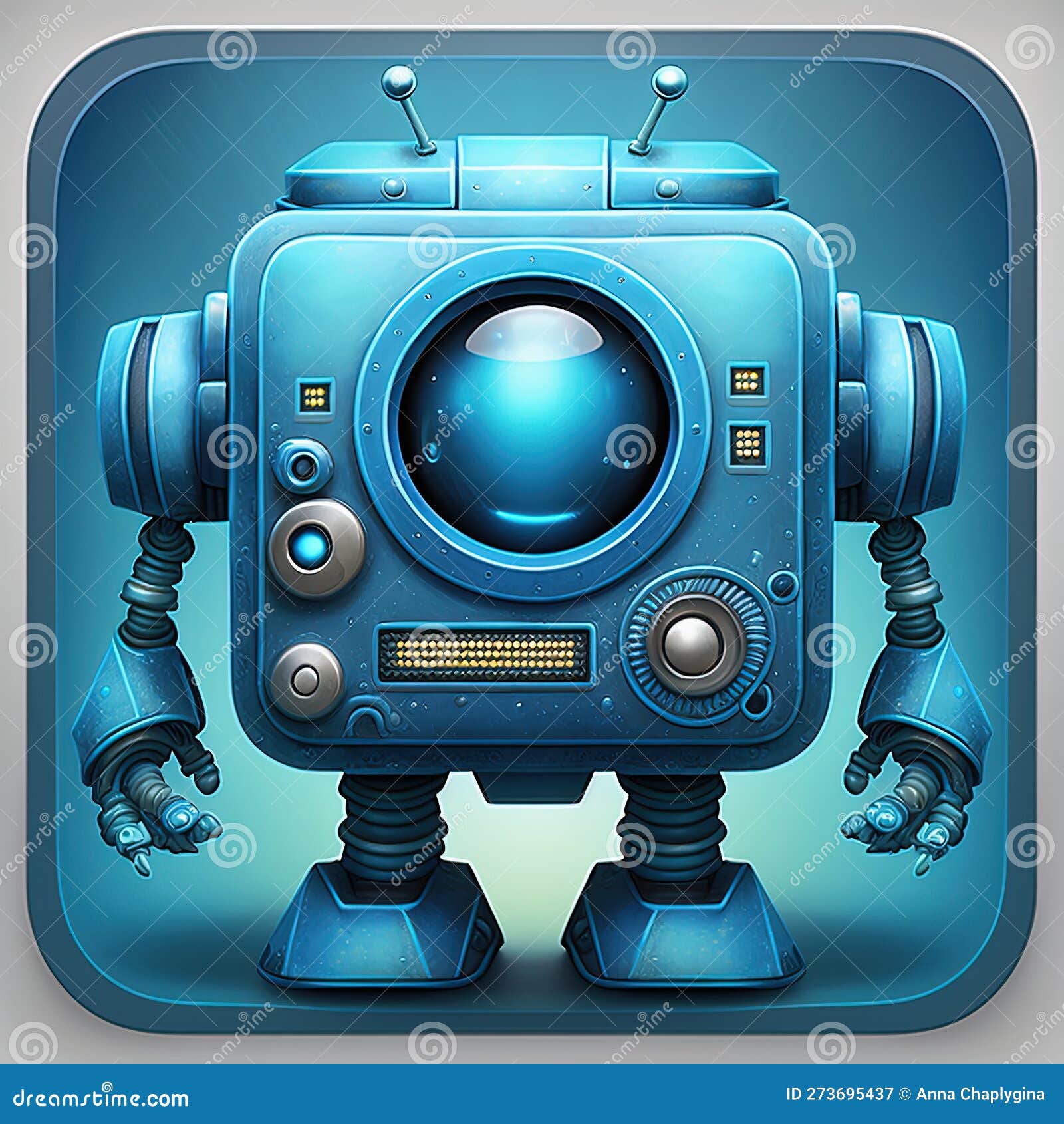 Robot Icon Illustration on Blue. Generative AI Stock Illustration ...
