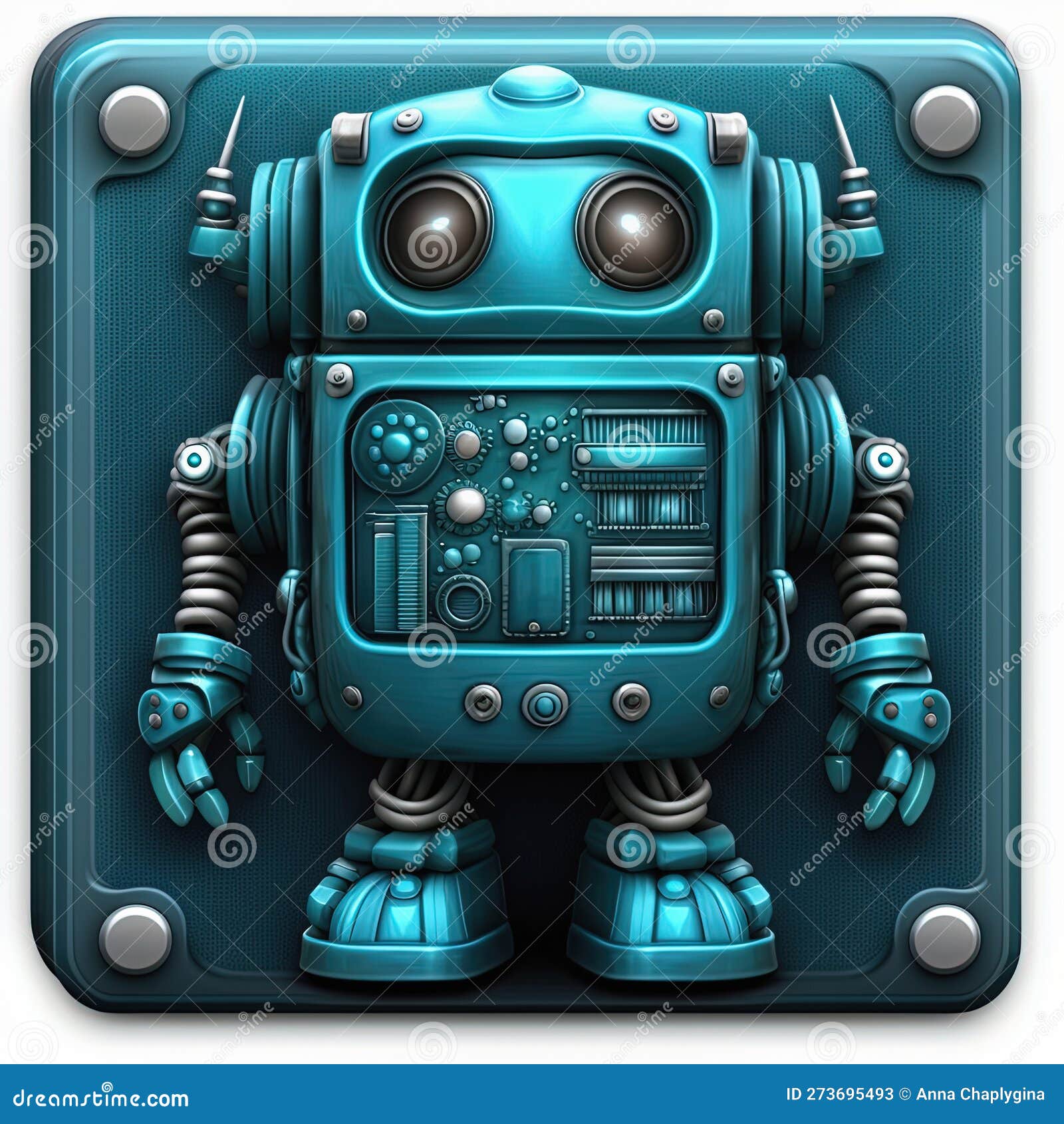 Robot Icon Illustration on Blue. Generative AI Stock Illustration ...
