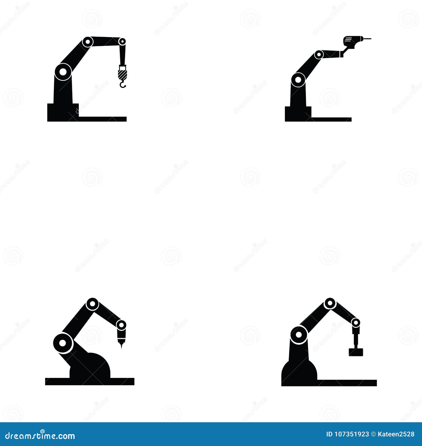 Robot icon set stock vector. Illustration of tool, engineering - 107351923