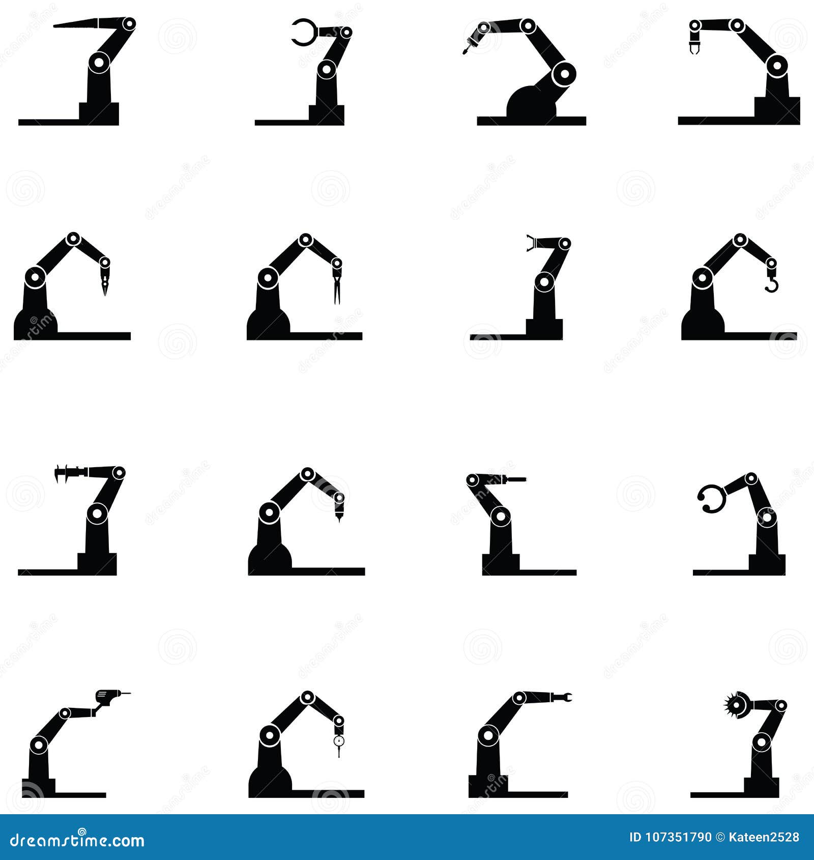 Robot icon set stock vector. Illustration of movement - 107351790
