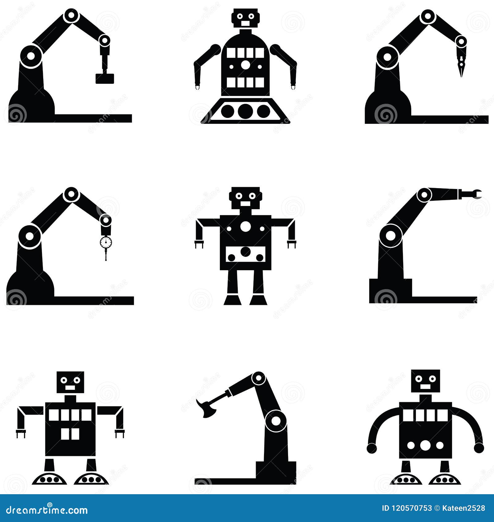 Robot icon set stock vector. Illustration of symbol - 120570753