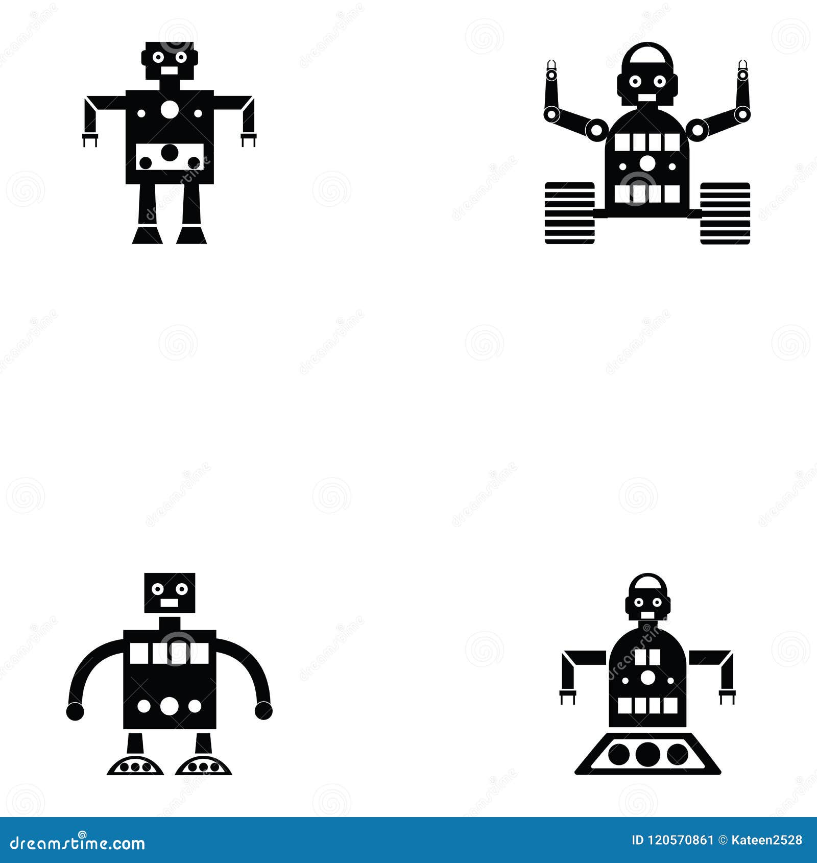 Robot icon set stock vector. Illustration of cyborg - 120570861