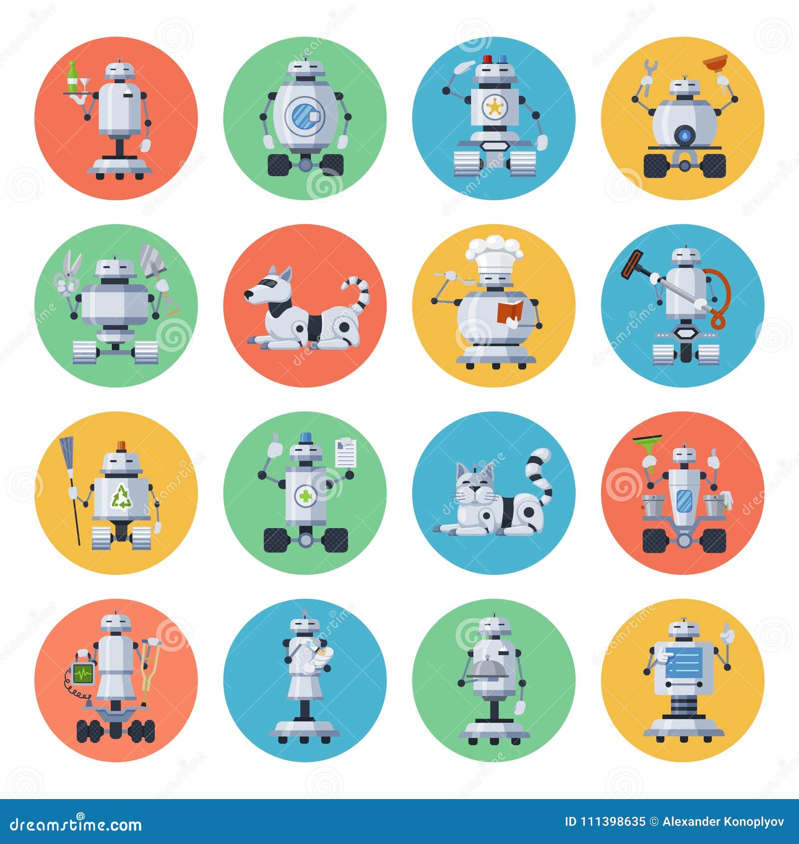 Robot icon set stock vector. Illustration of electronic - 111398635