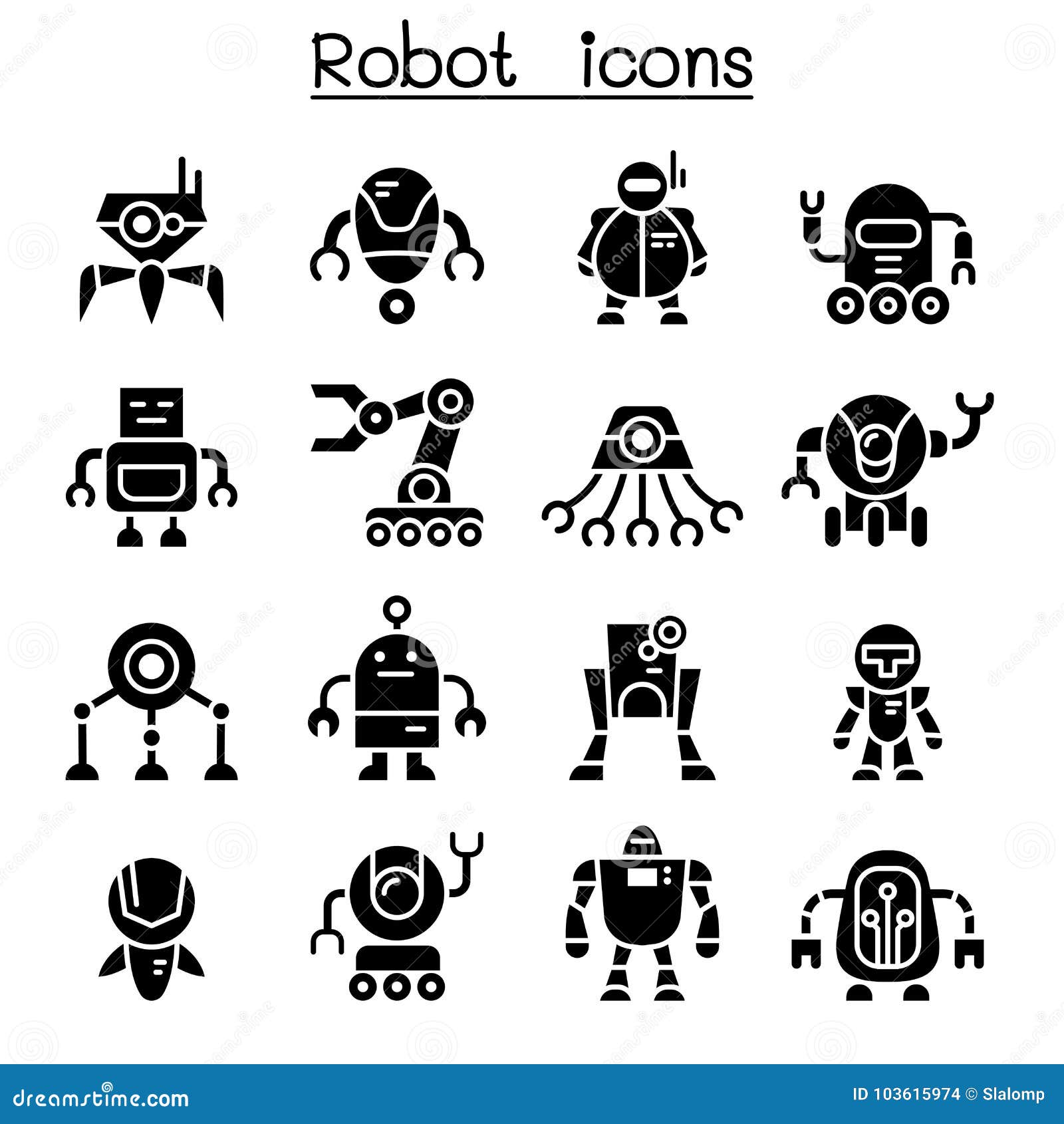 Robot icon set stock vector. Illustration of graphic - 103615974