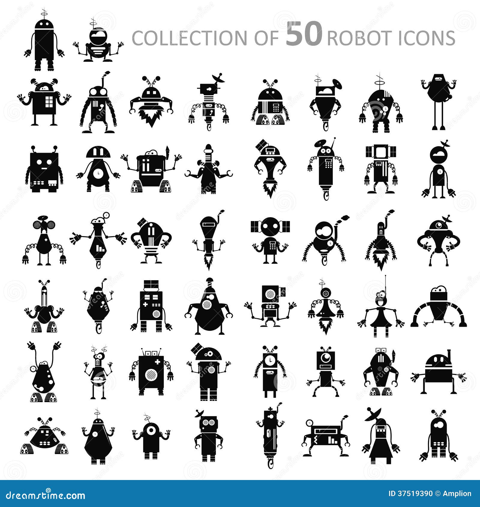 Robot icons stock vector. Illustration of abstract, cartoons - 37519390